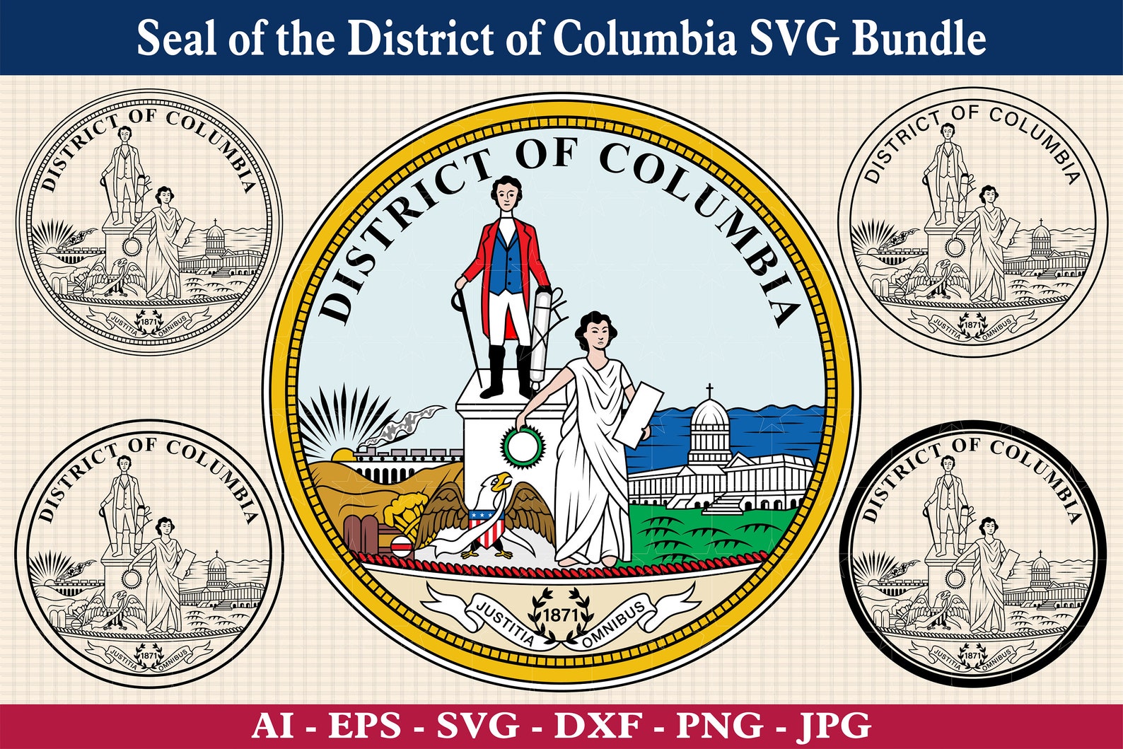 Seal of the District of Columbia SVG Bundle, Seal of Washington, D.C ...