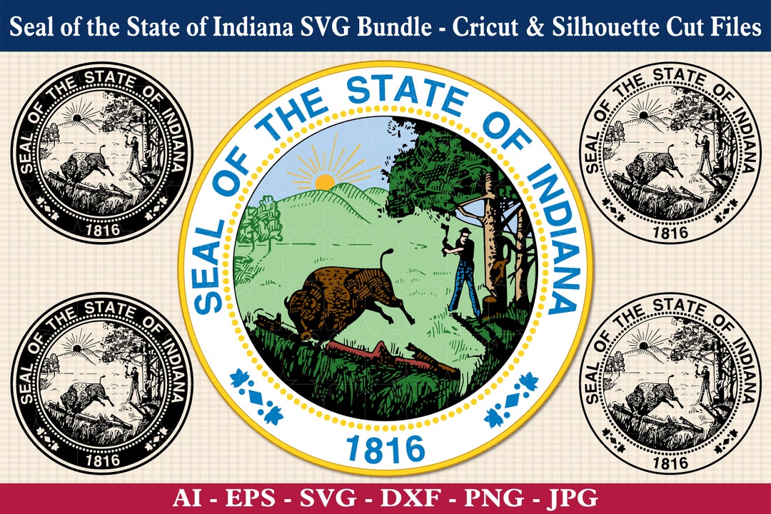 Seal of the State of Indiana SVG Bundle, State of Indiana Emblem Svg ...