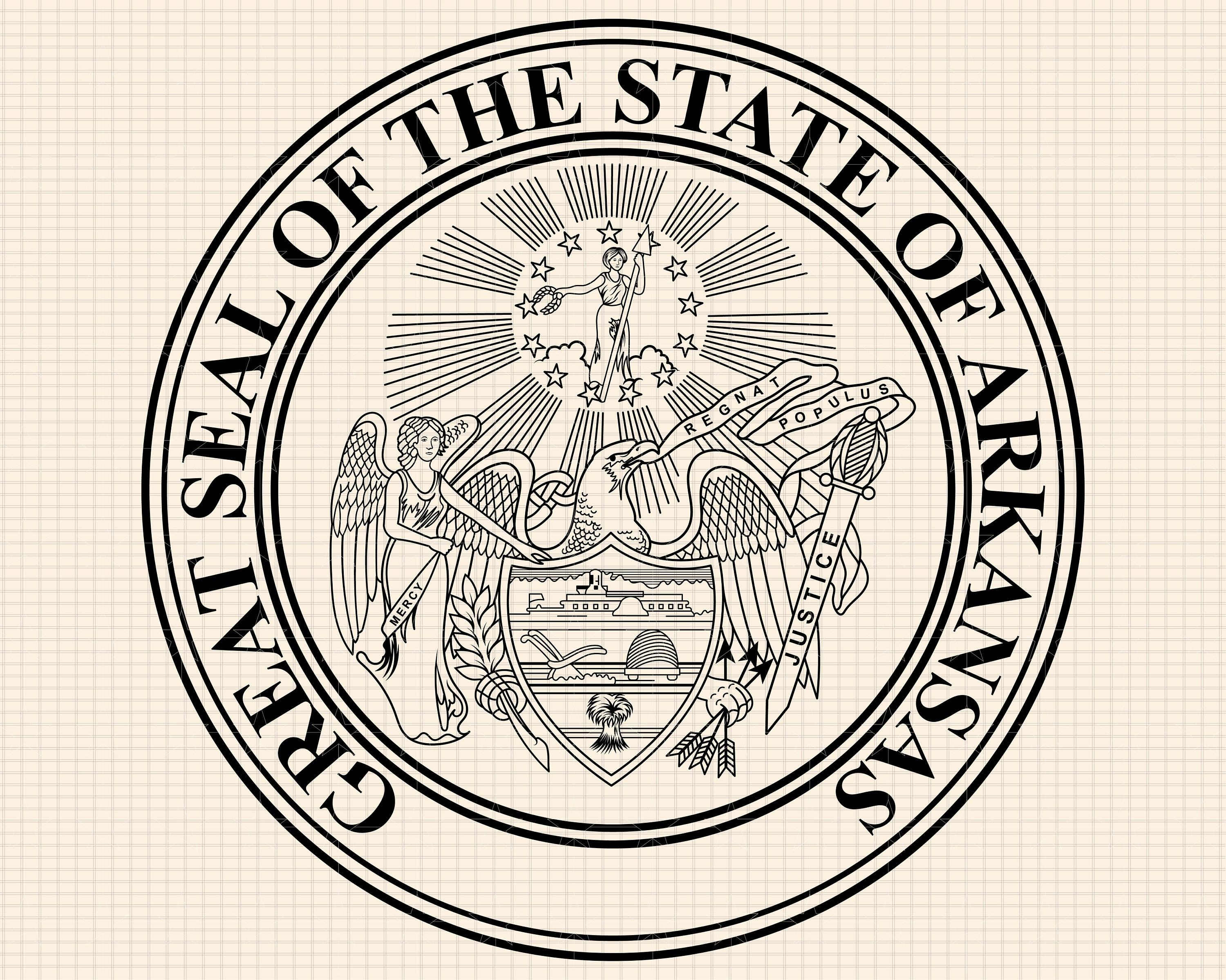The Great Seal of Arkansas SVG Bundle, Great Seal of Arkansas Emblem ...