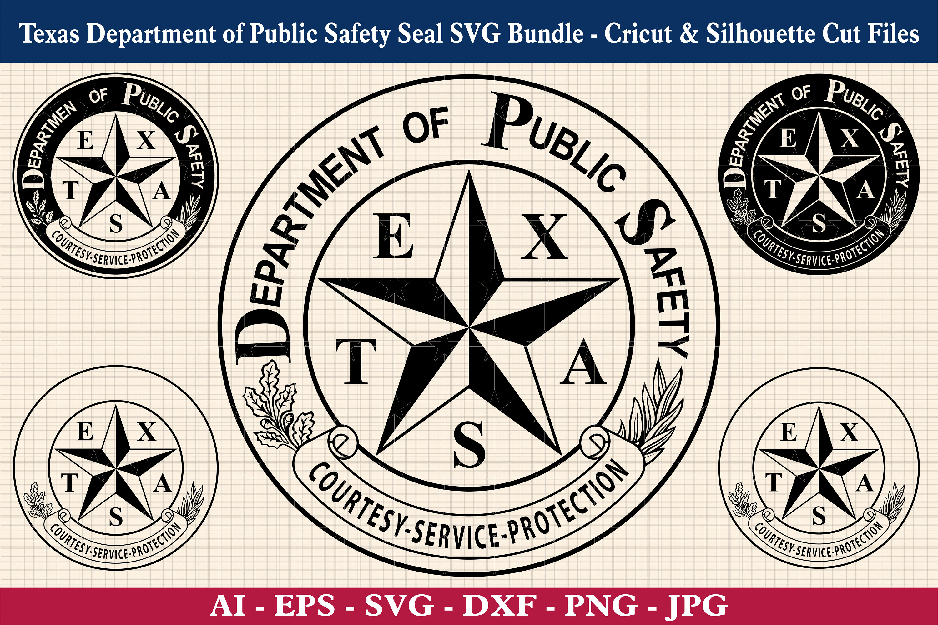 Texas Department of Public Safety Seal SVG Bundle, Texas DPS Emblem Vector, Department of Public ...