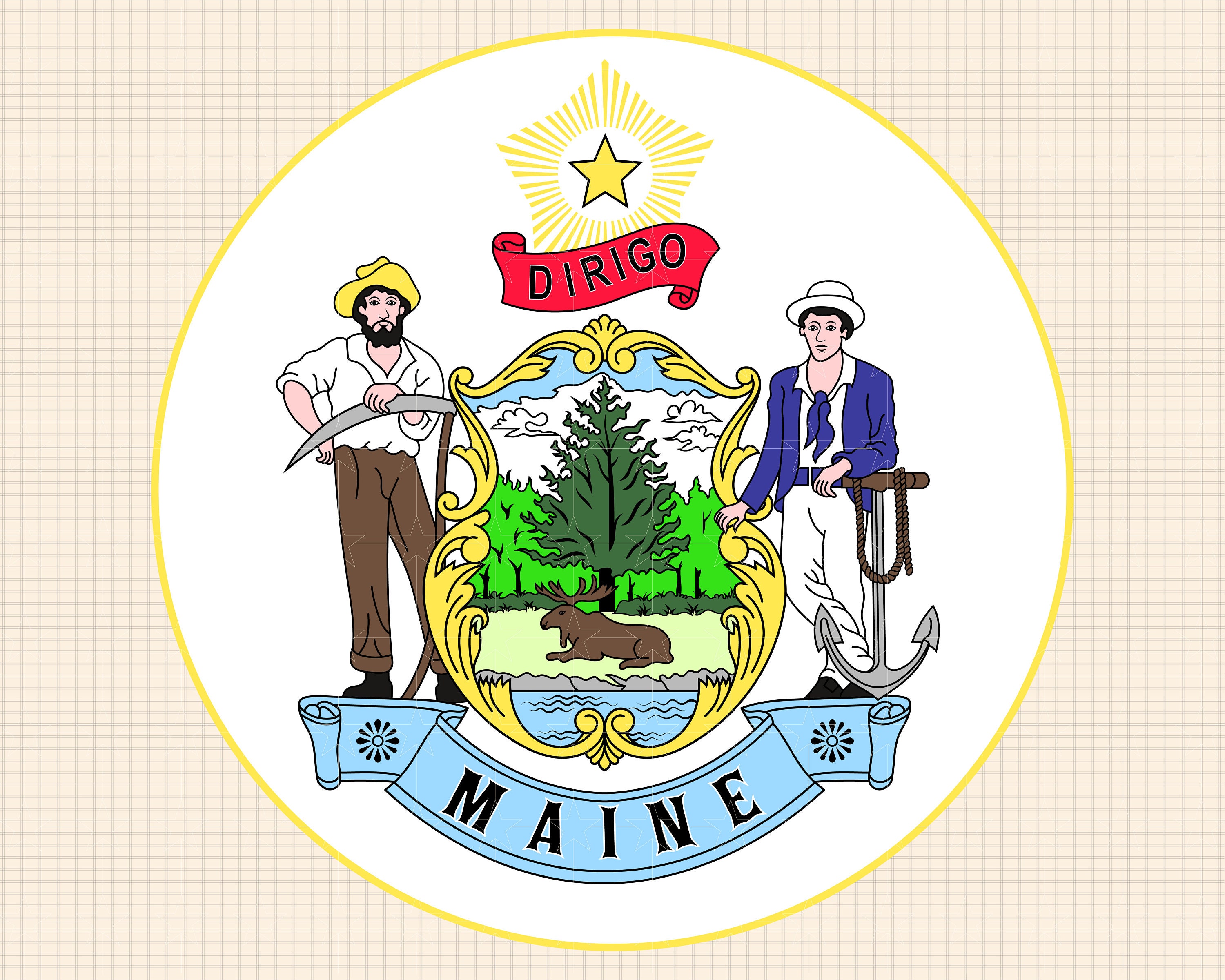 Great Seal of Maine SVG Bundle, Seal of Maine SVG, State of Maine Logo ...