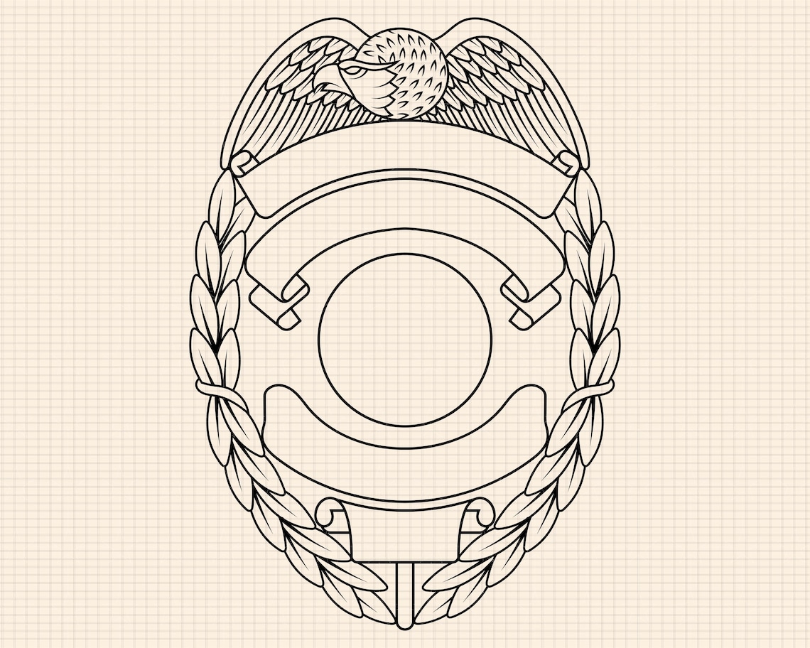 Police Badge Editable Blank Template SVG, Eagle Blank Police Badge ...