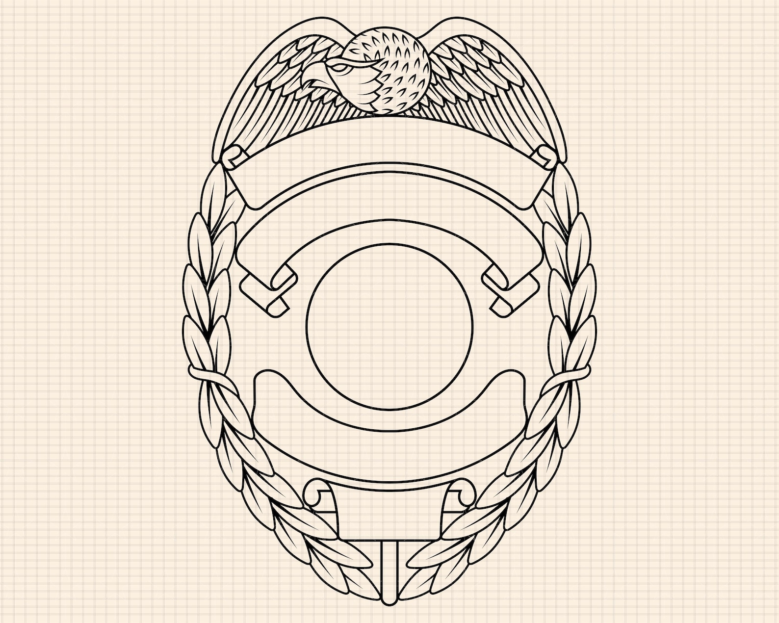 Police Badge Editable Blank Template SVG, Eagle Blank Police Badge ...