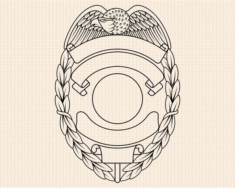Police Badge Editable Blank Template SVG, Eagle Blank Police Badge ...