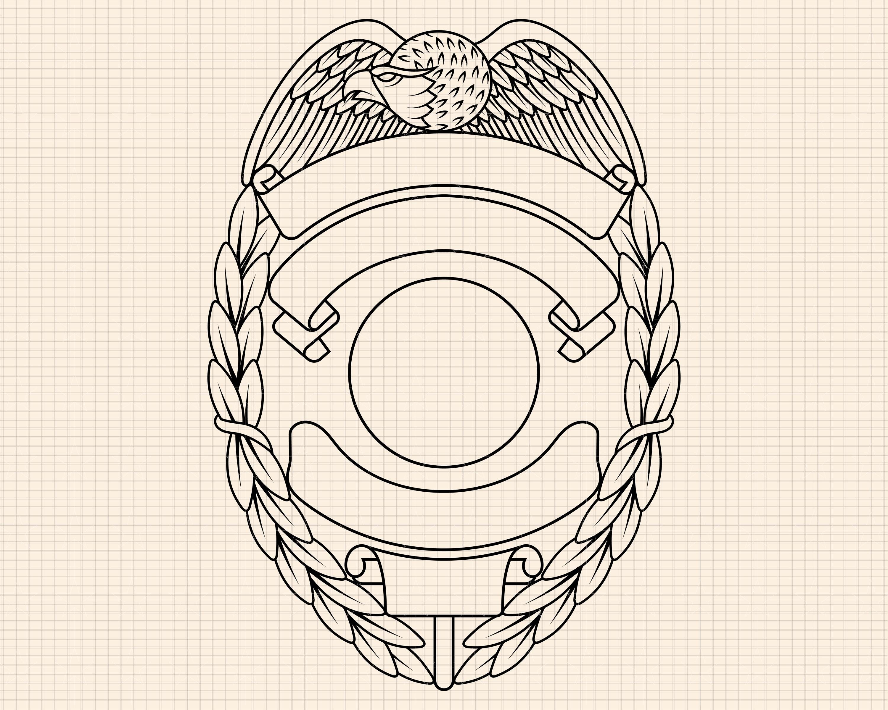 Police Badge Editable Blank Template SVG, Eagle Blank Police Badge ...