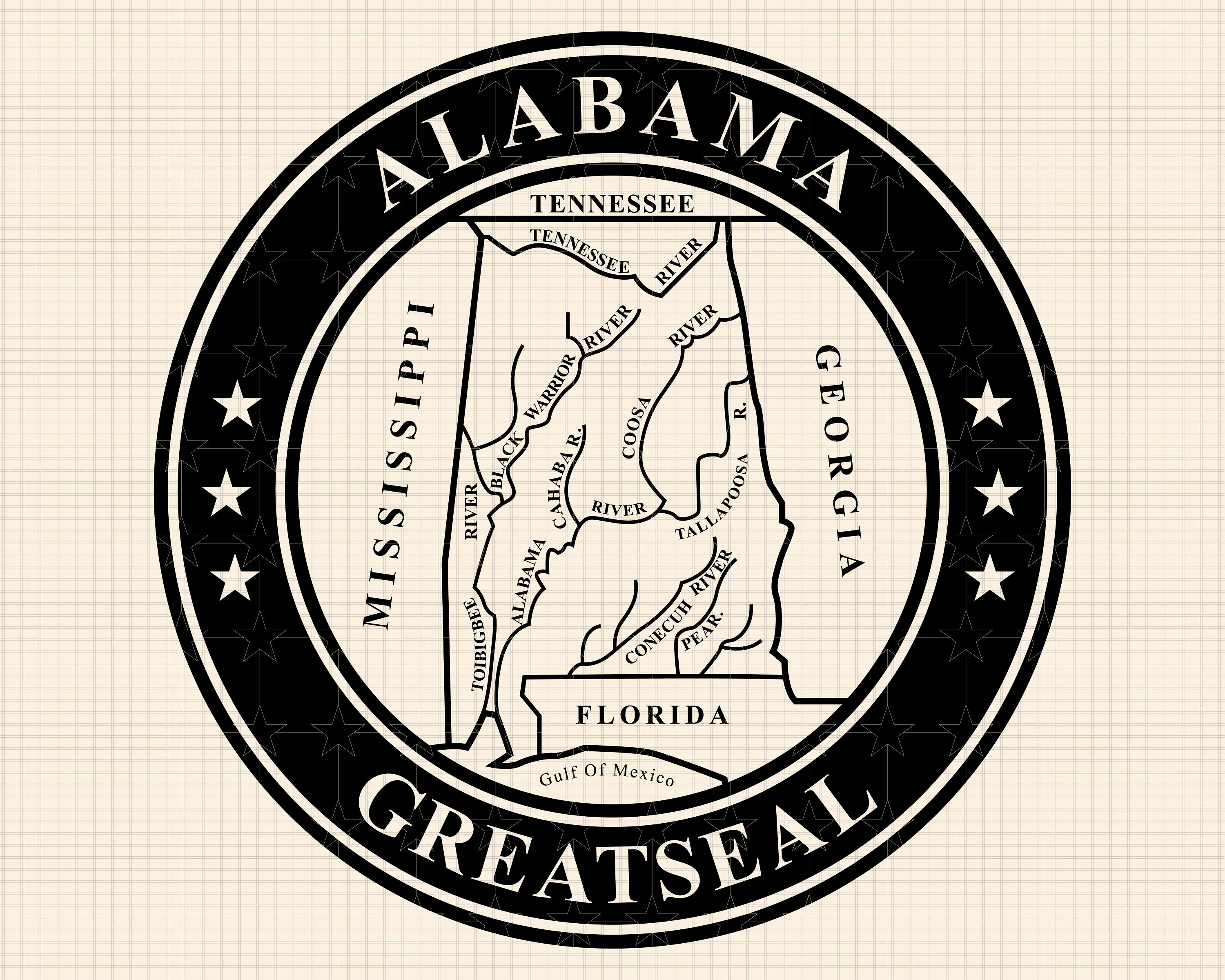 Seal of the State of Alabama SVG Bundle, Alabama Great Seal, Alabama ...