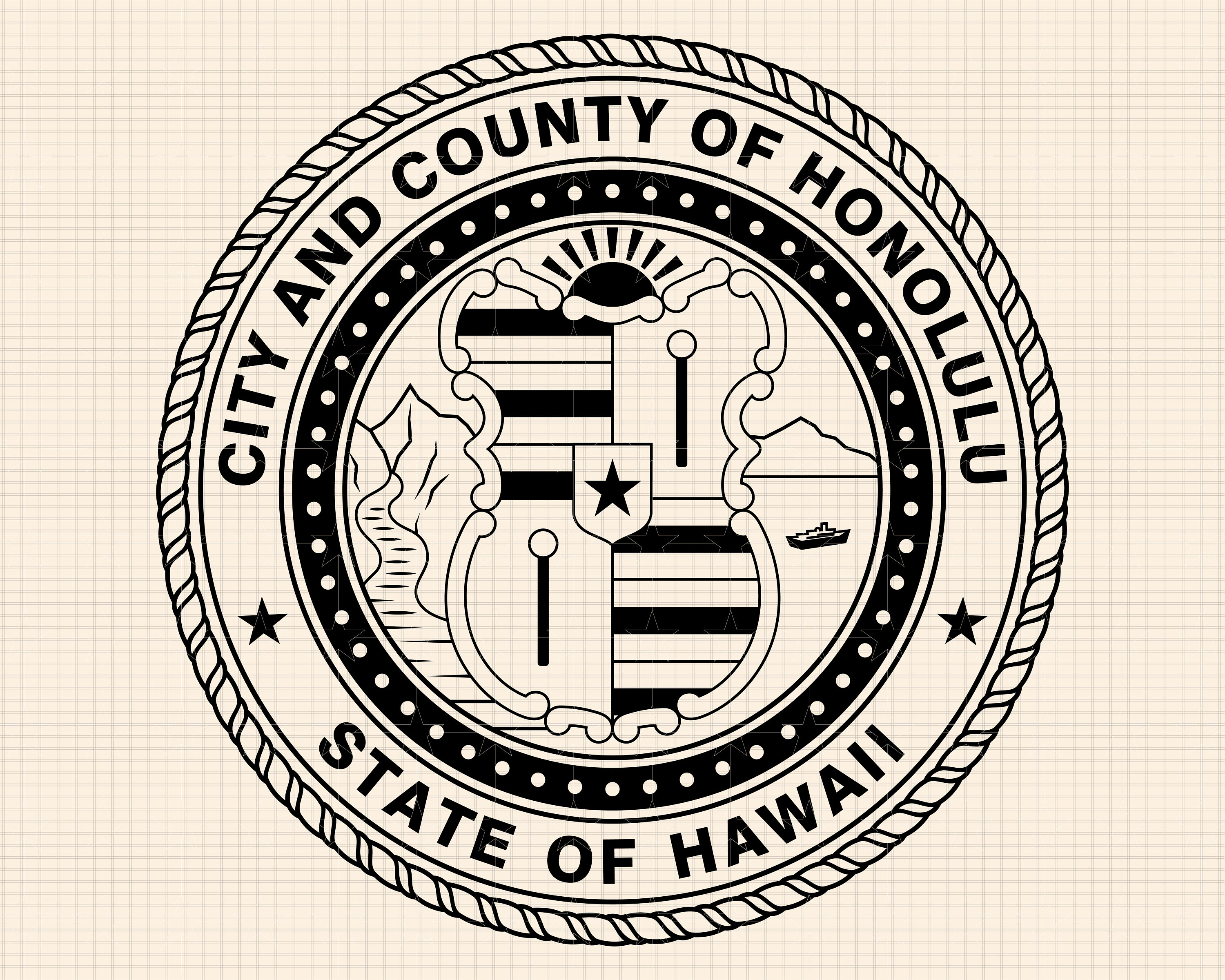 Seal of Honolulu, Hawaii SVG Bundle, Honolulu City Seal Vector ...