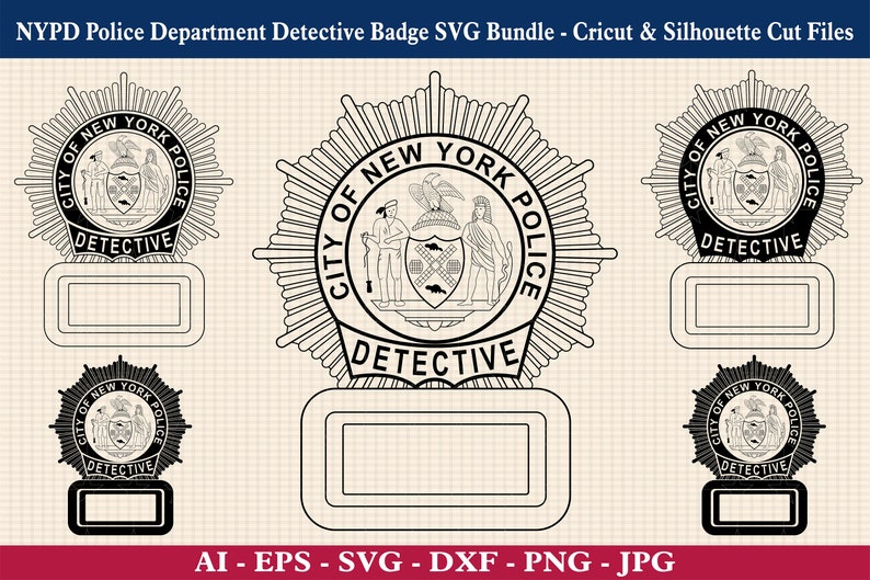 NYPD Police Department Detective Badge SVG Bundle, NYC New York City ...