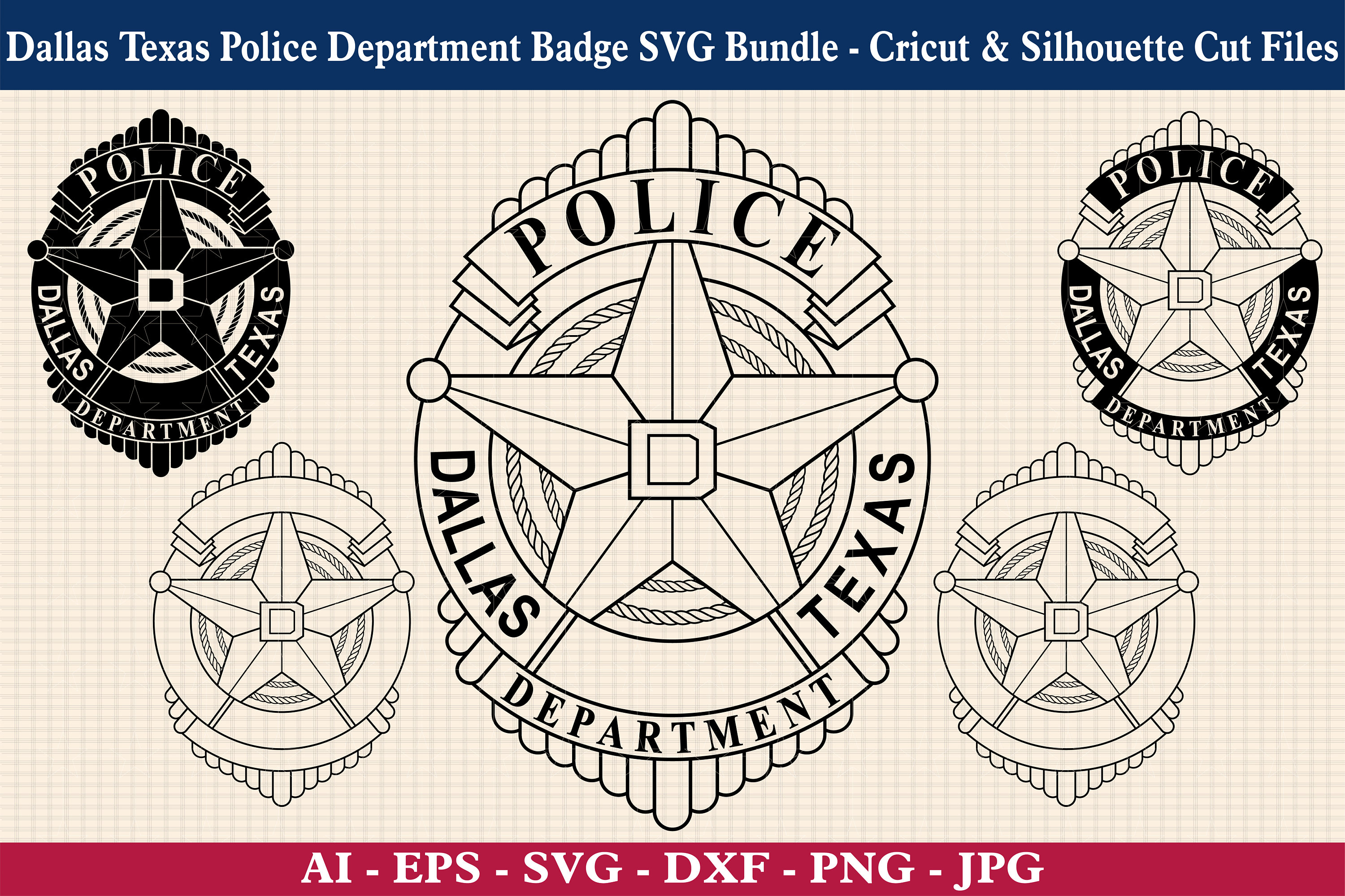 Dallas Texas Police Department Badge Svg Bundle Dallas Police Officer Vector Police Badge