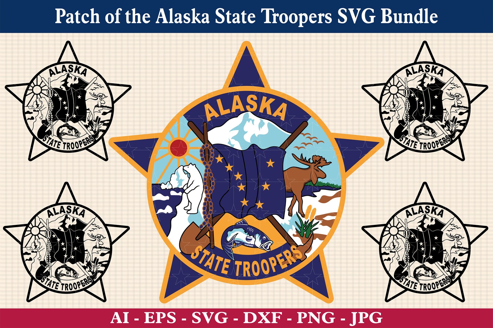 Patch of the Alaska State Troopers SVG Bundle, Alaska State Troopers ...