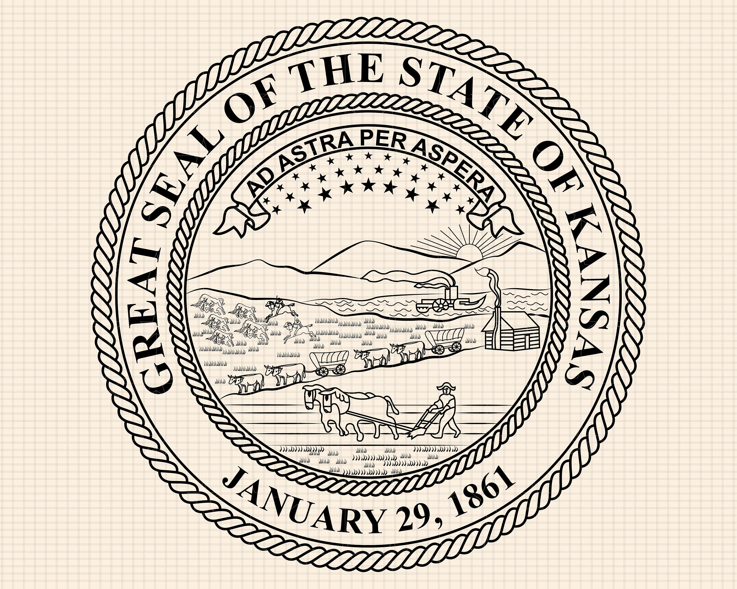 Great Seal of the State of Kansas SVG Bundle, Seal of Kansas Svg, State ...