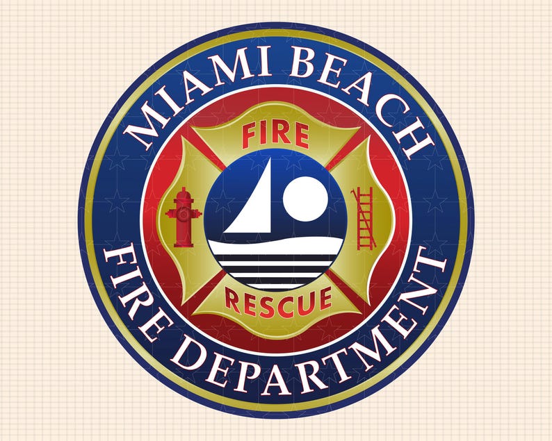 Miami Beach FL Fire Department Patch SVG Bundle, Miami Beach Fire Dept ...