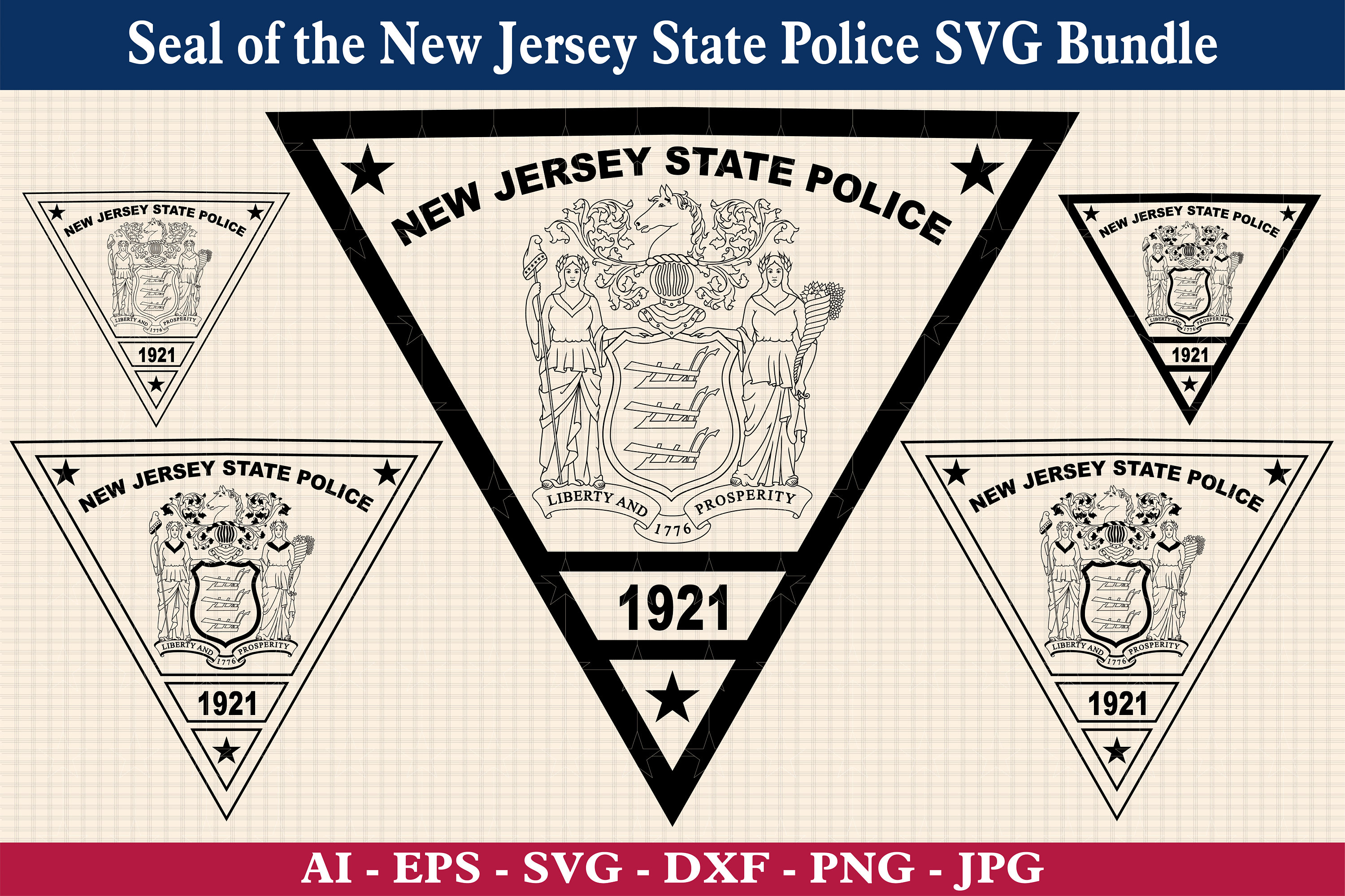 Seal of the New Jersey State Police SVG Bundle, New Jersey State Police ...