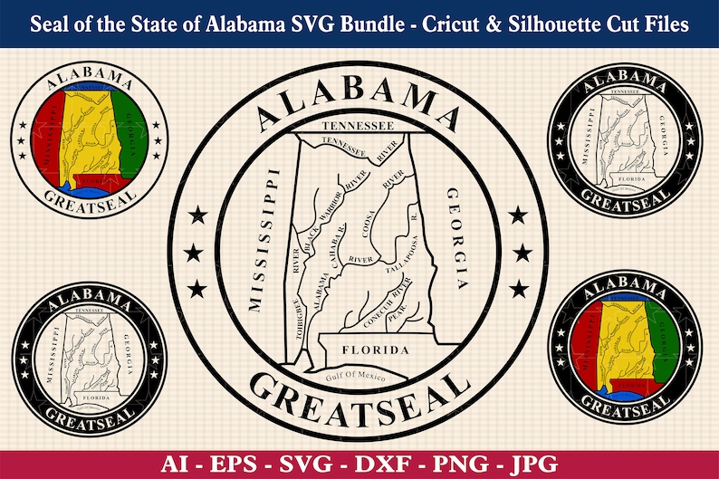 Seal of the State of Alabama SVG Bundle, Alabama Great Seal, Alabama ...