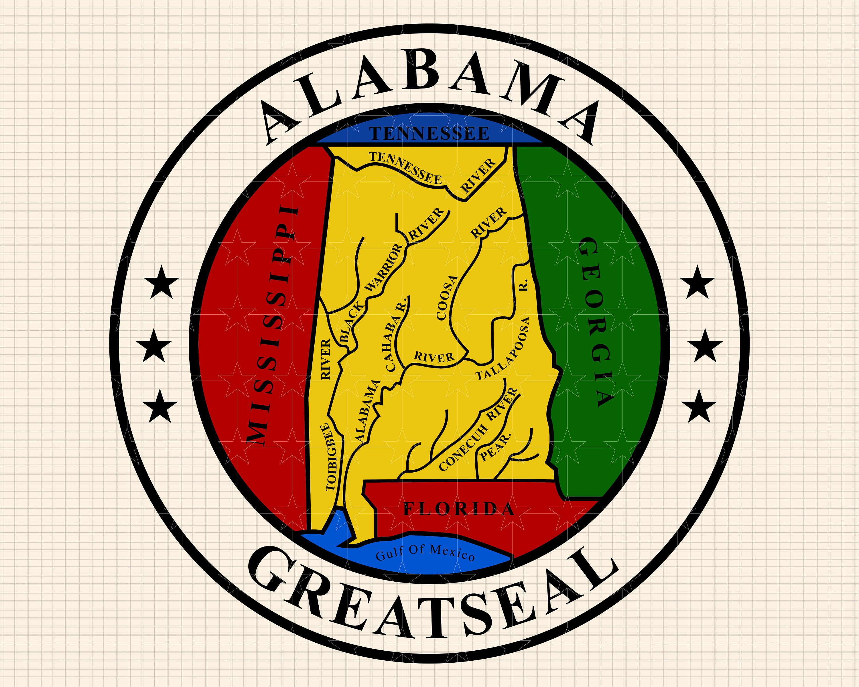 Seal of the State of Alabama SVG Bundle, Alabama Great Seal, Alabama ...