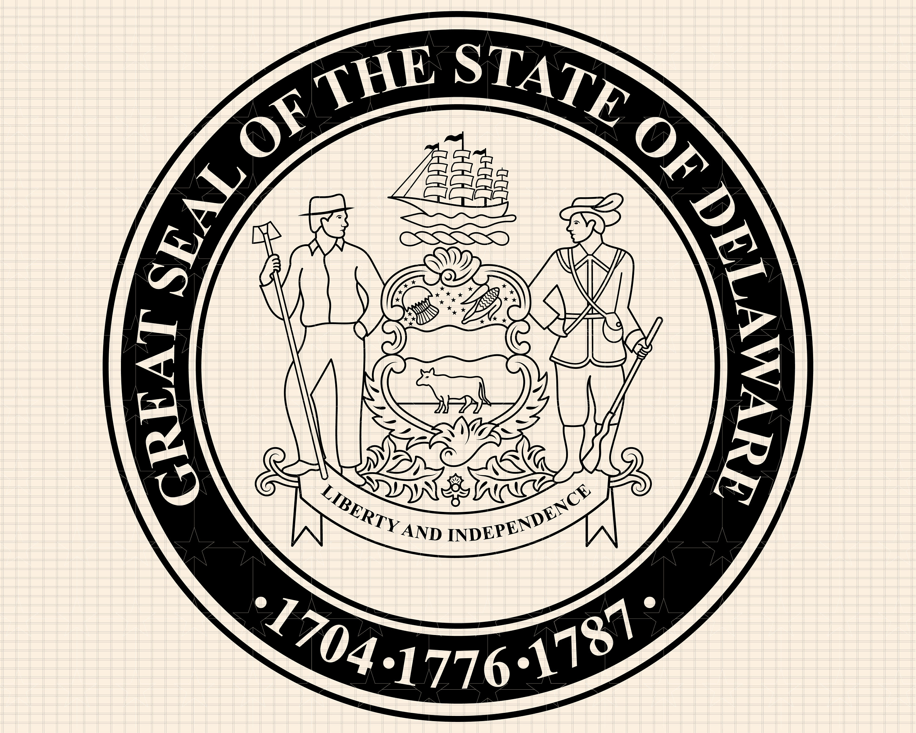 Great Seal of the State of Delaware SVG Bundle, Seal of Delaware Svg ...