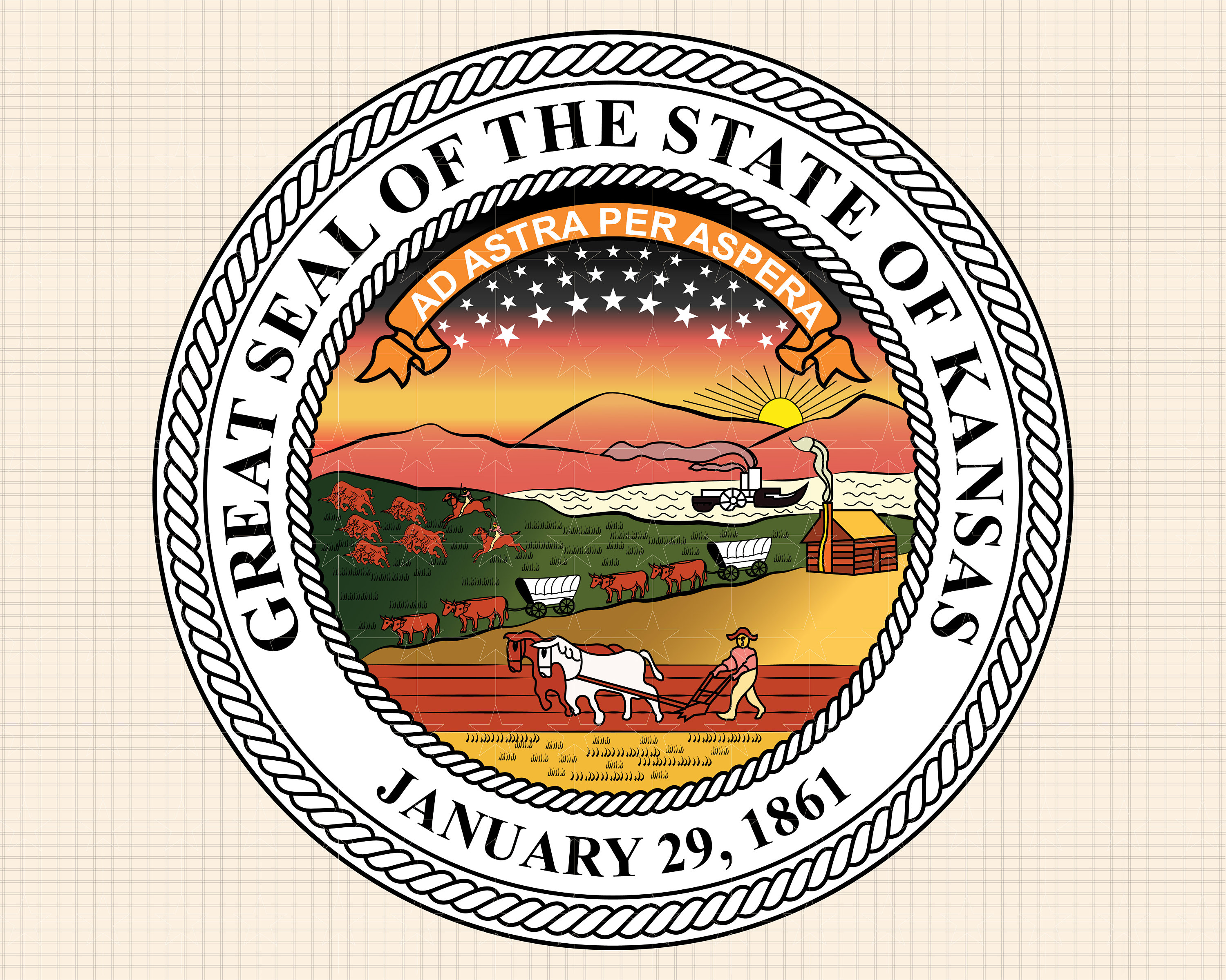 Great Seal of the State of Kansas SVG Bundle, Seal of Kansas Svg, State ...