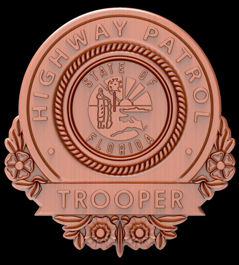 Florida Highway Patrol Trooper Badge 3D Model, FL Trooper Stl Relief ...