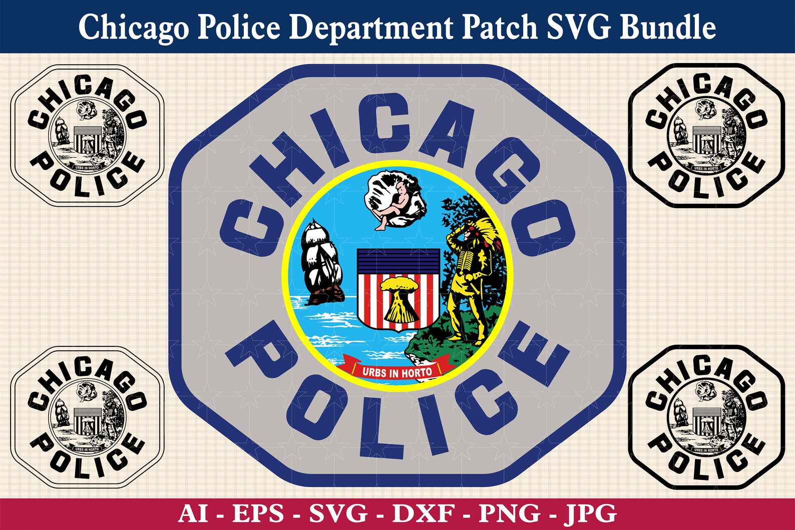 Chicago Police Department Patch SVG Bundle, Chicago Police Shoulder ...