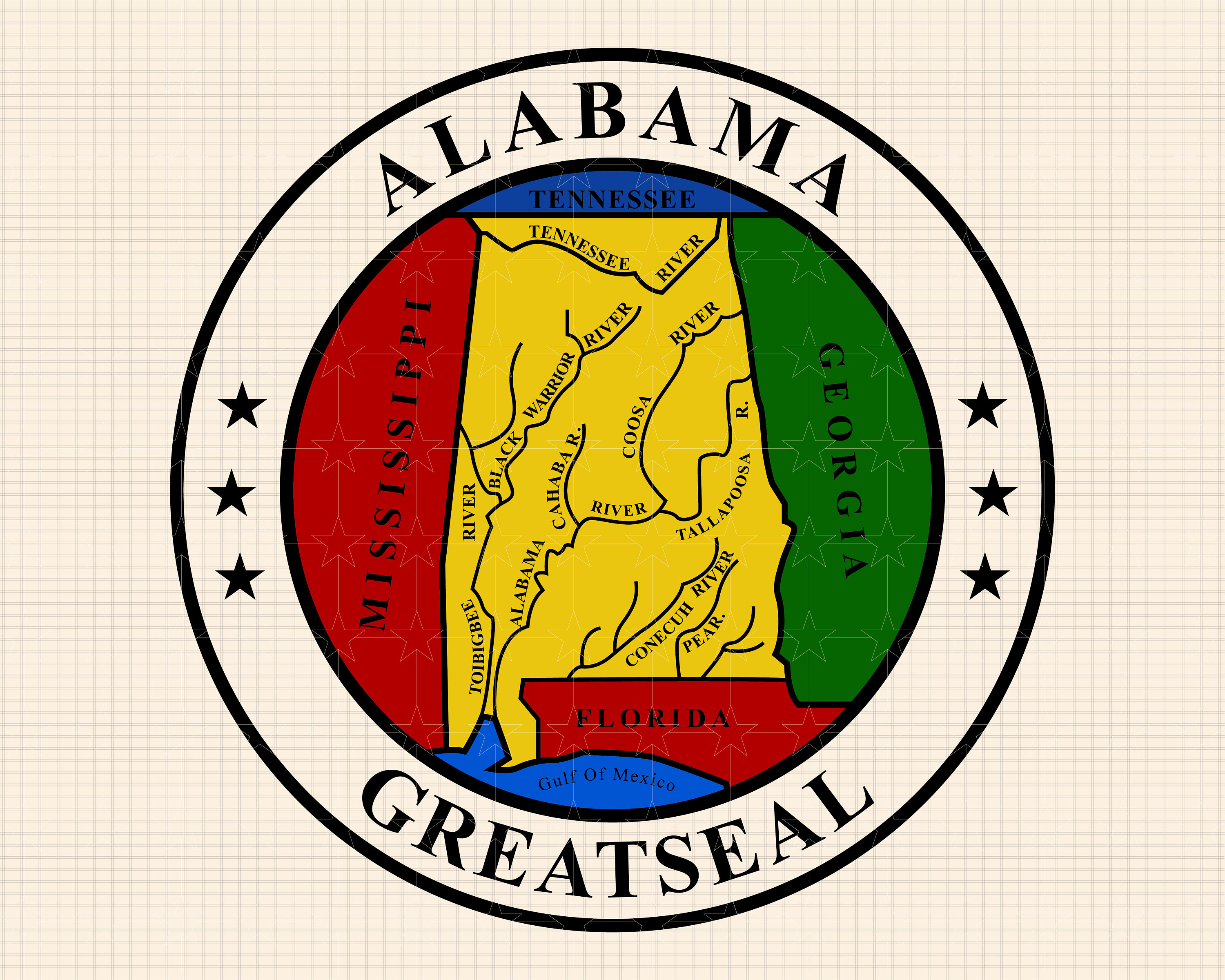 Seal of the State of Alabama SVG Bundle, Alabama Great Seal, Alabama ...