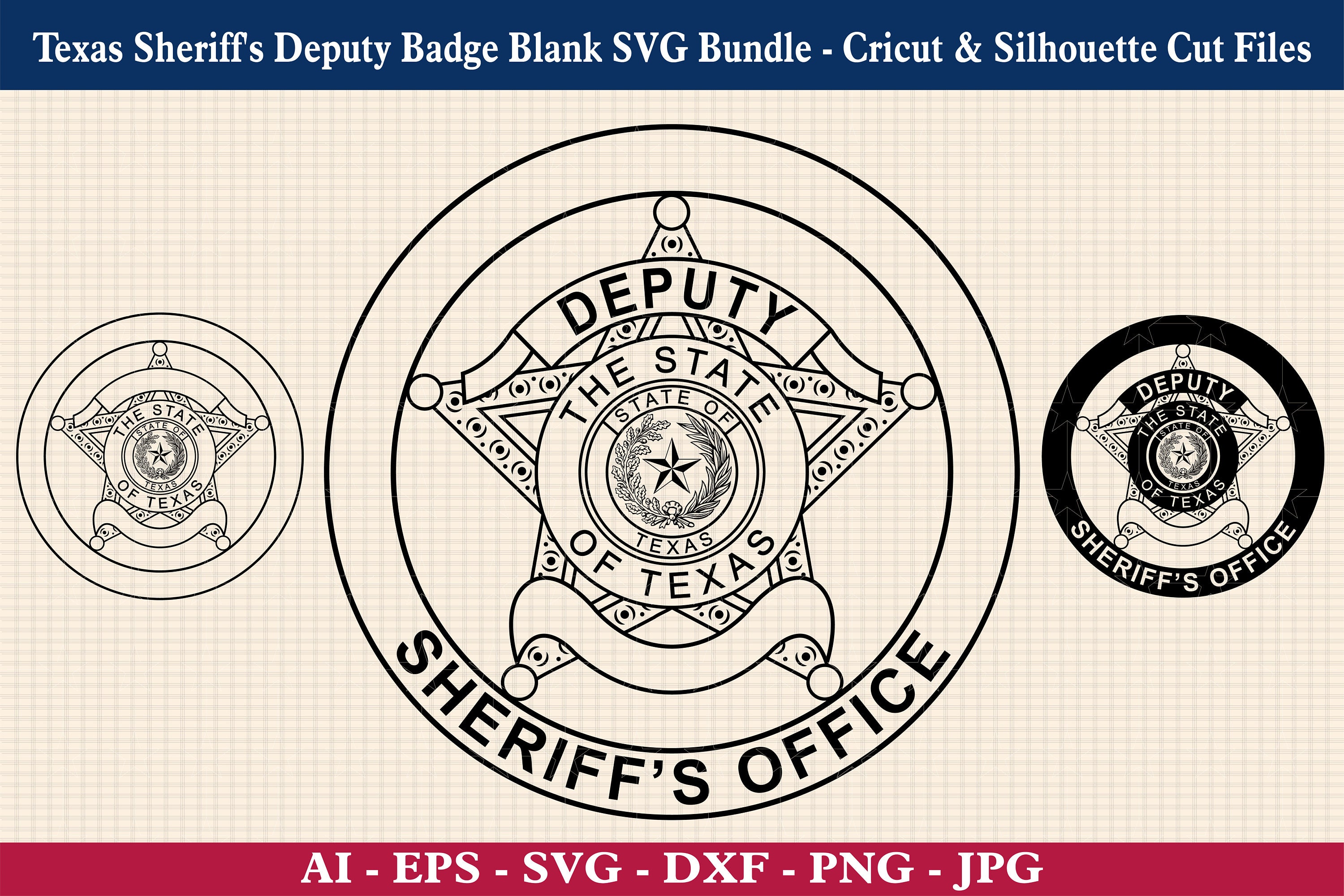 Texas Sheriff's Deputy Badge Blank SVG Bundle, Police Badge Logo, County Sheriff Star Badge, Law ...