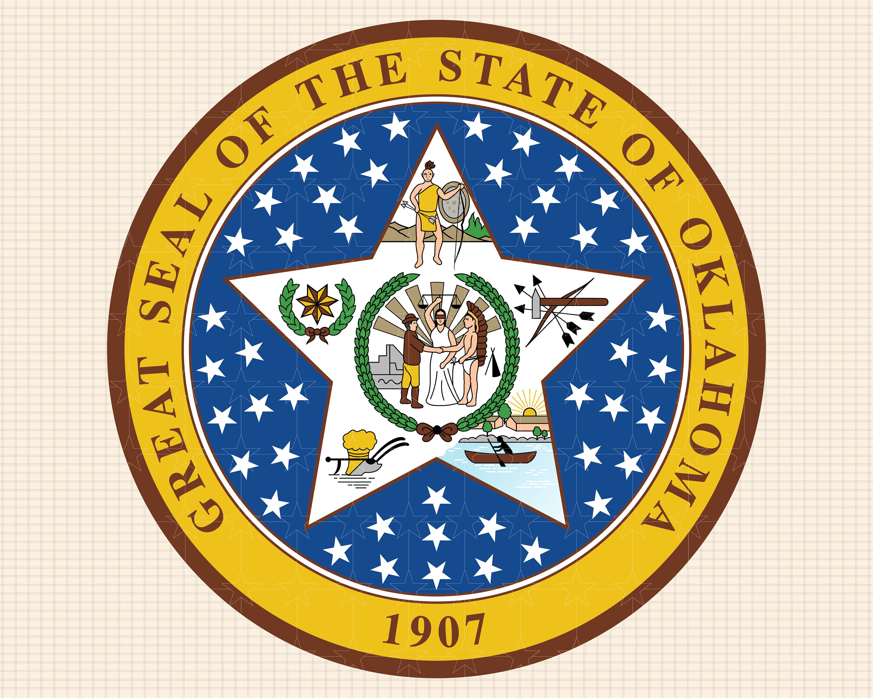 The Great Seal of Oklahoma SVG Bundle, Seal of Oklahoma Vector, State ...