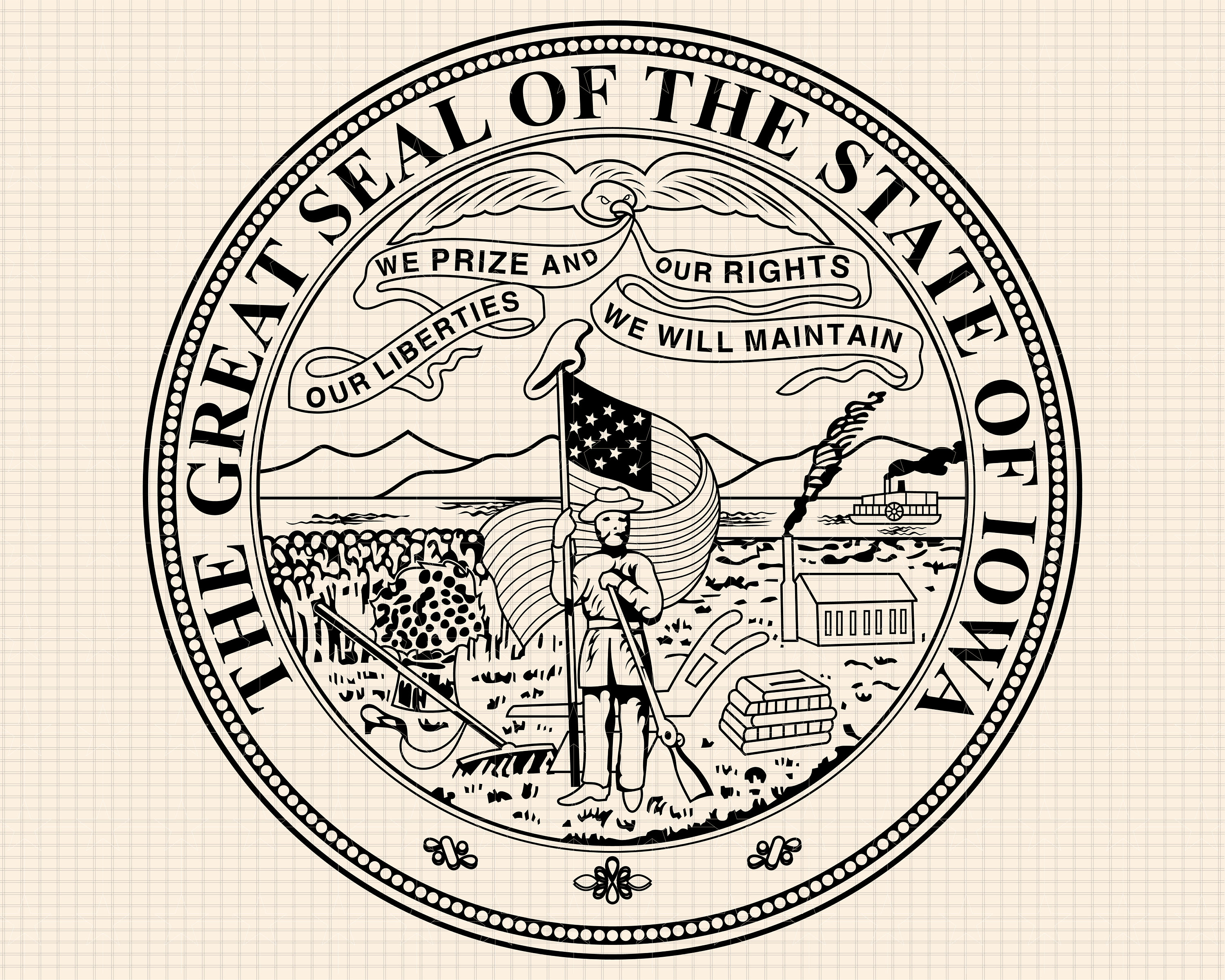 The Great Seal of the State of Iowa SVG Bundle, Seal of Iowa SVG, State ...