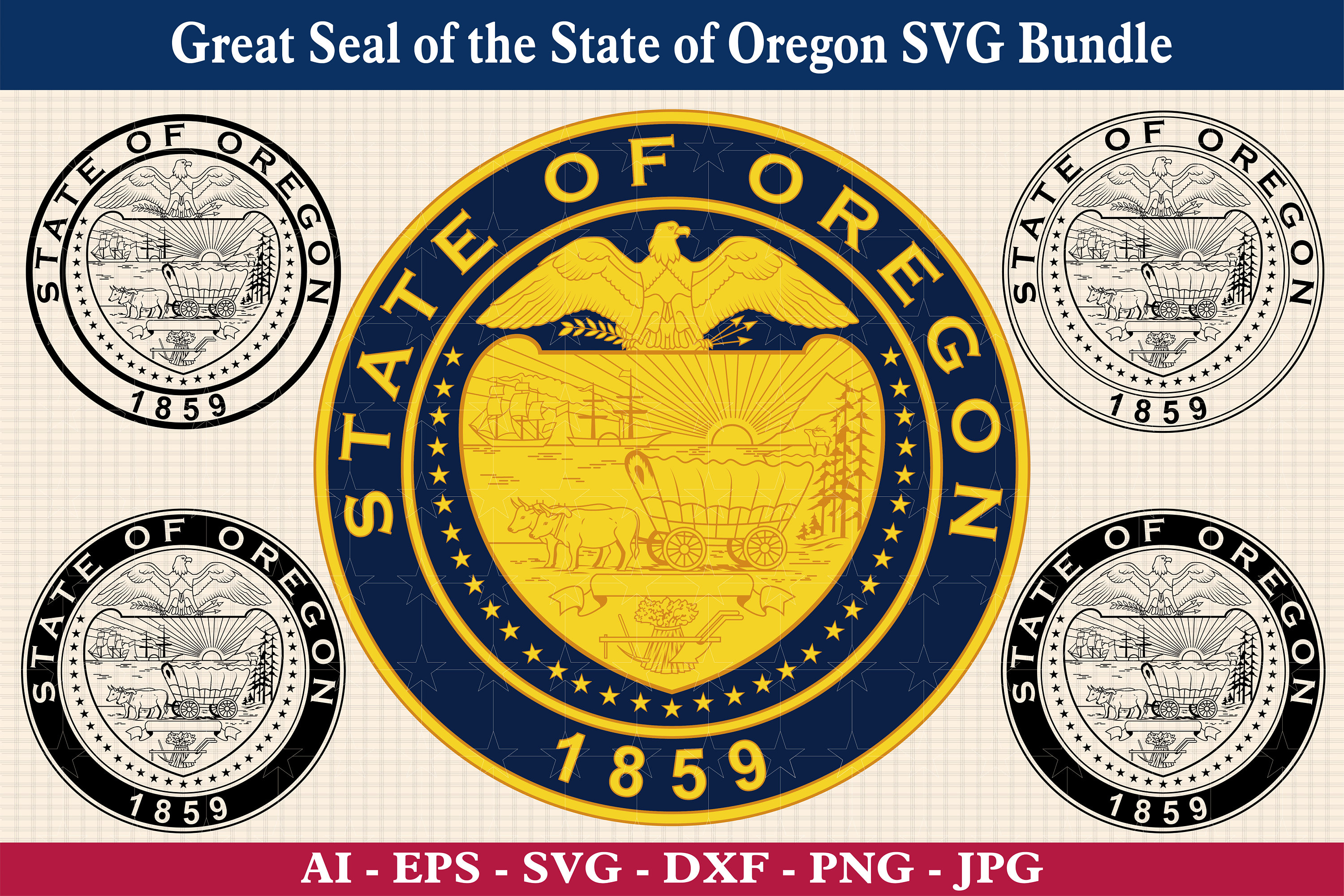 Great Seal of the State of Oregon SVG Bundle, Seal of Oregon Vector ...