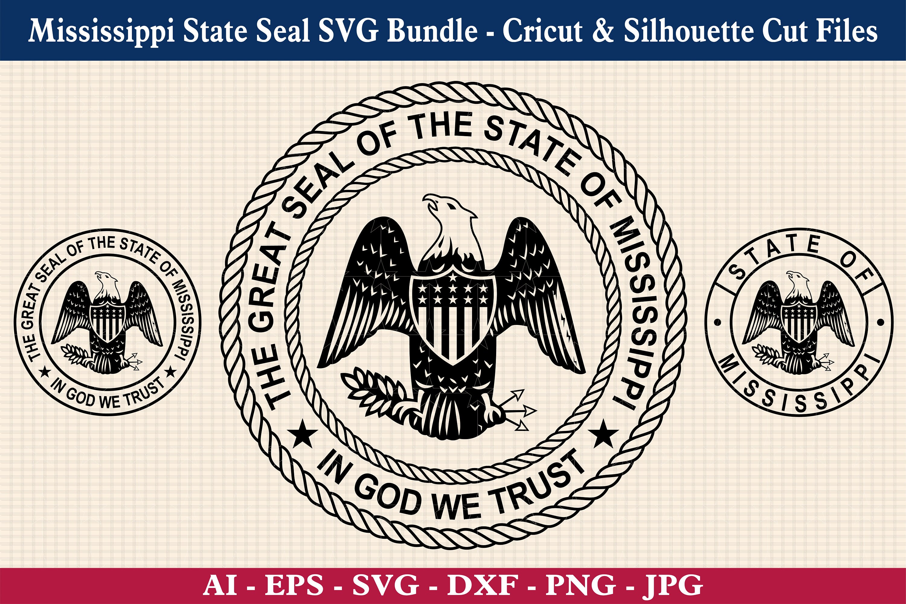 Mississippi State Seal SVG Bundle, Great Seal of Mississippi PNG Bundle ...