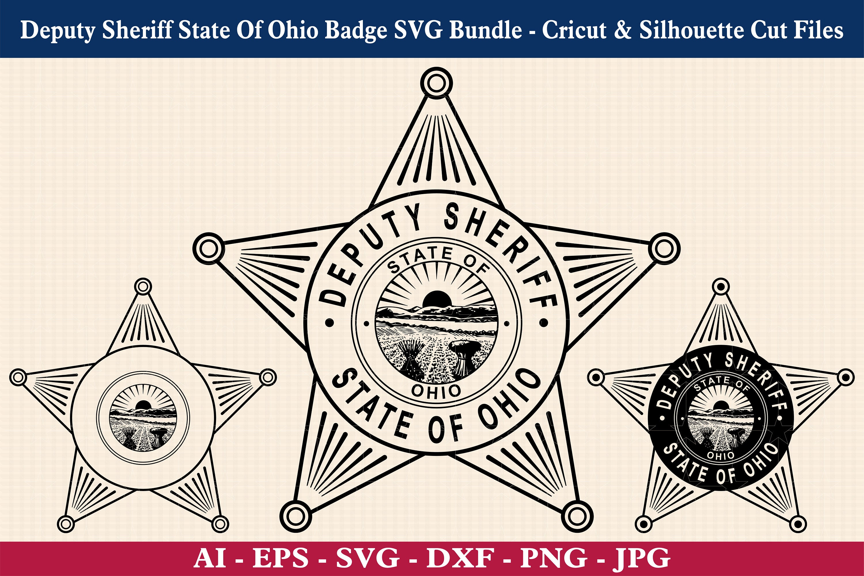 Deputy Sheriff State of Ohio Badge SVG Bundle, State of Ohio Seal Svg ...