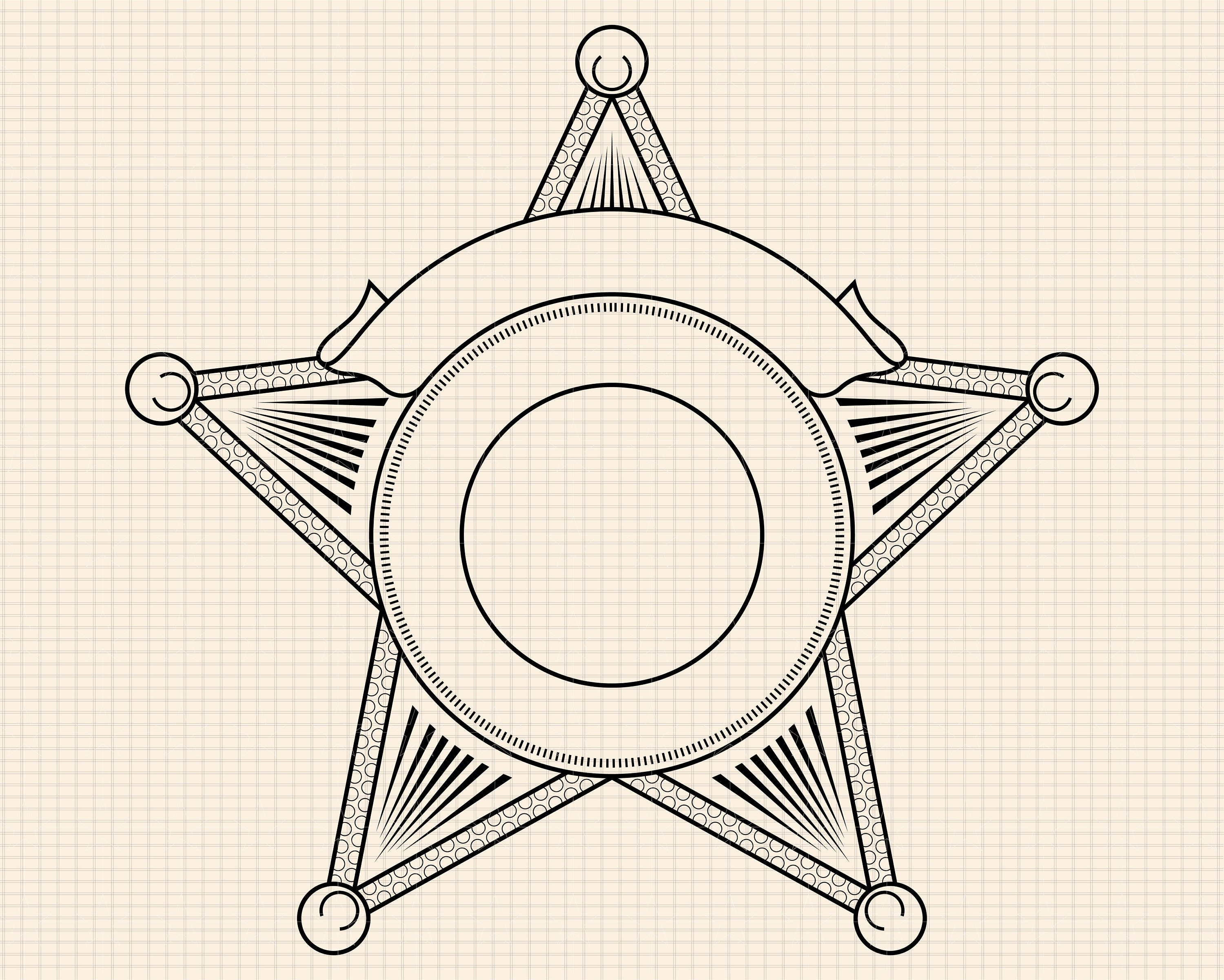 Sheriff Badge Template SVG Bundle, Five Point Star (digital Download ...
