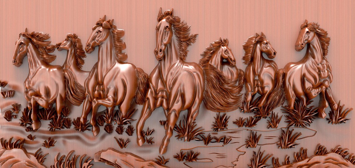 7 Horse Running 3D Model, Horse STL Relief File, Horse 3D Stl File, CNC ...