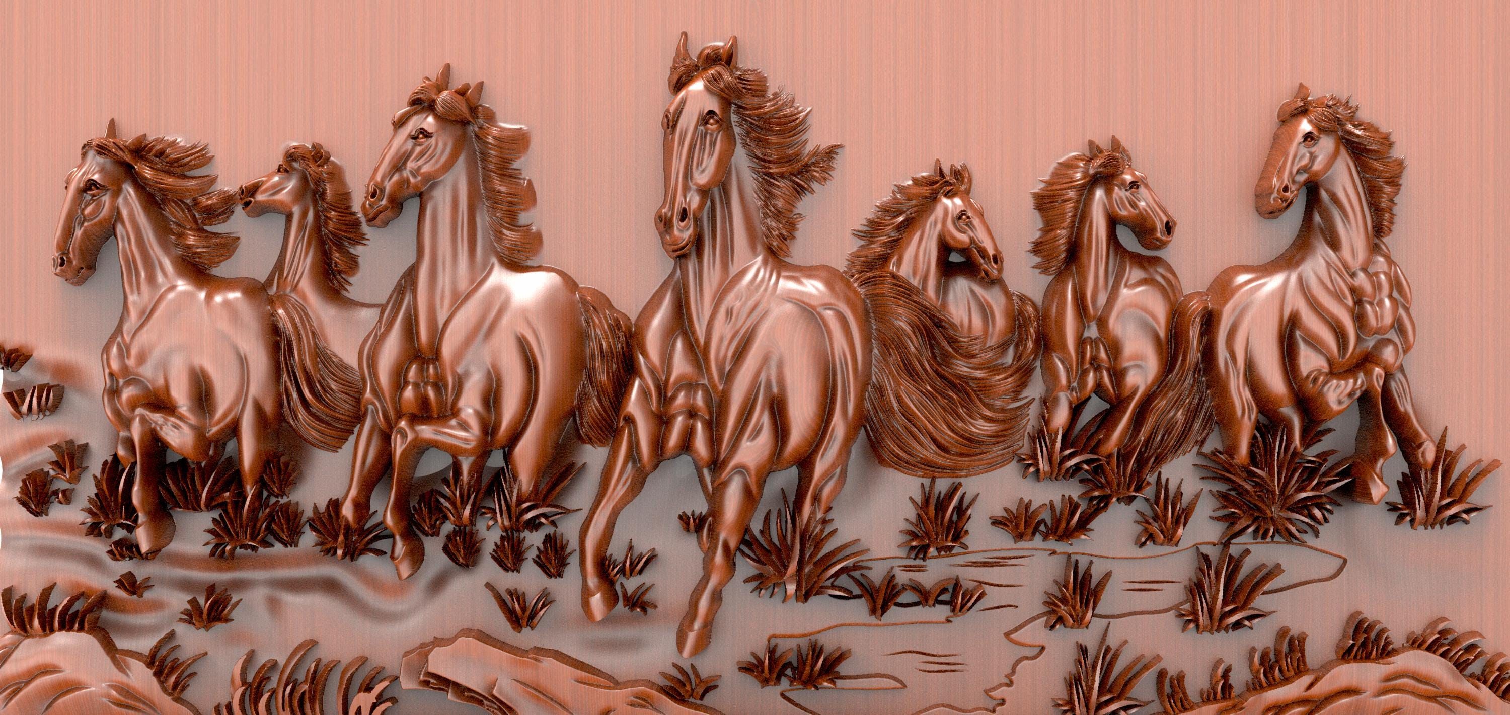 7 Horse Running 3D Model, Horse STL Relief File, Horse 3D Stl File, CNC ...