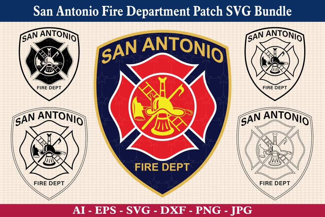 San Antonio Fire Department Patch SVG Bundle, Texas Fire Rescue Emblem ...