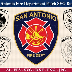San Antonio Fire Department Patch SVG Bundle, Texas Fire Rescue Emblem ...