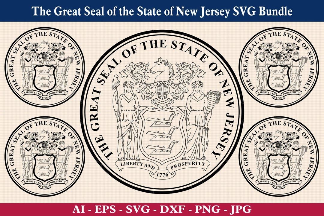 The Great Seal of the State of New Jersey SVG Bundle, New Jersey Seal ...