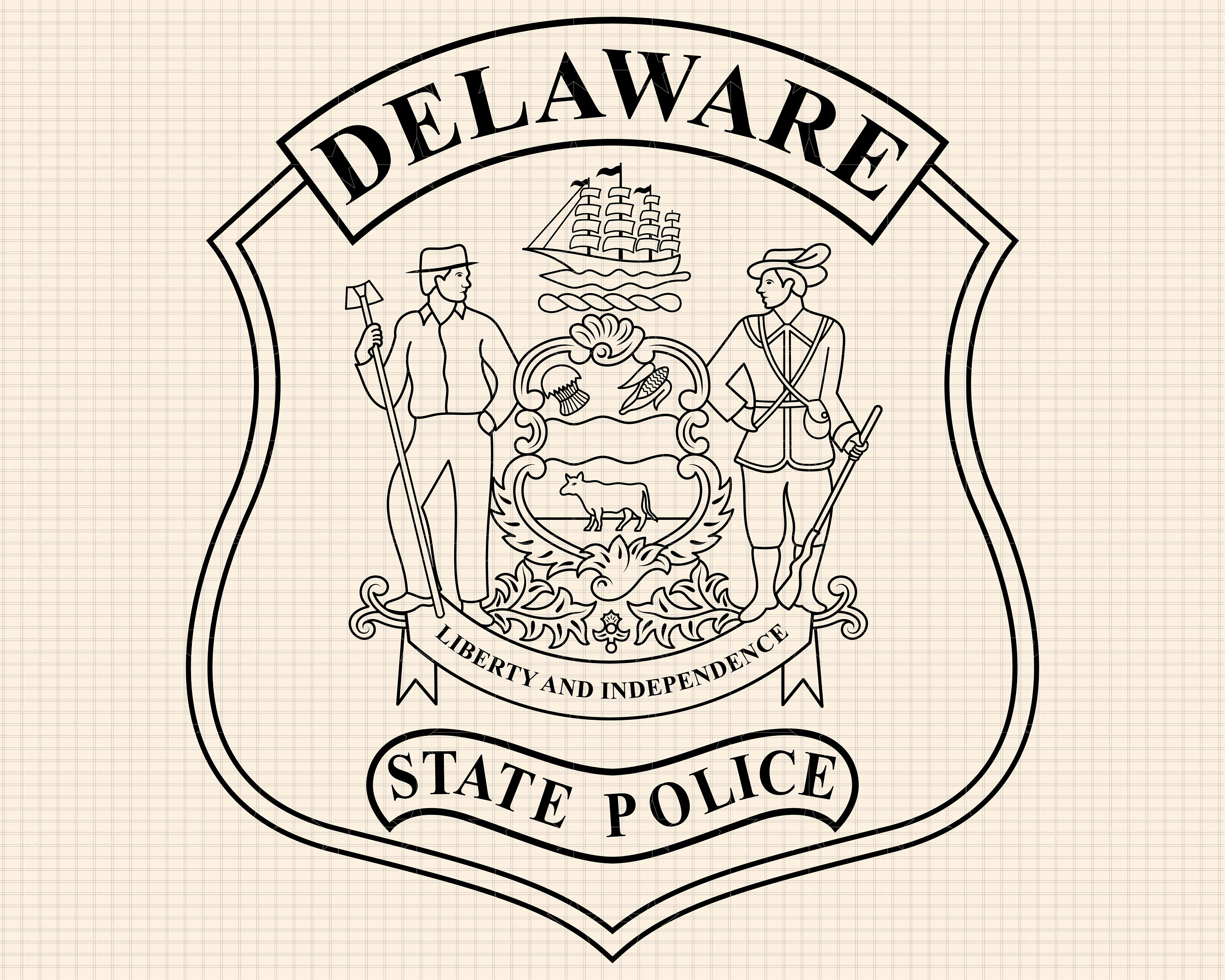Patch of Delaware State Police SVG Bundle, Delaware State Police Emblem ...
