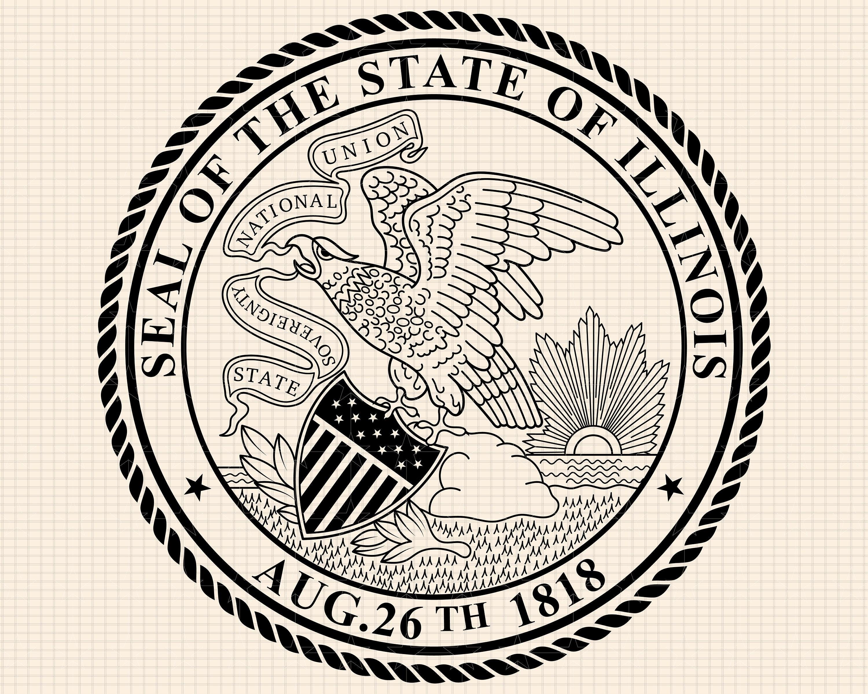 Great Seal of the State of Illinois SVG Bundle, State of Illinois Logo ...