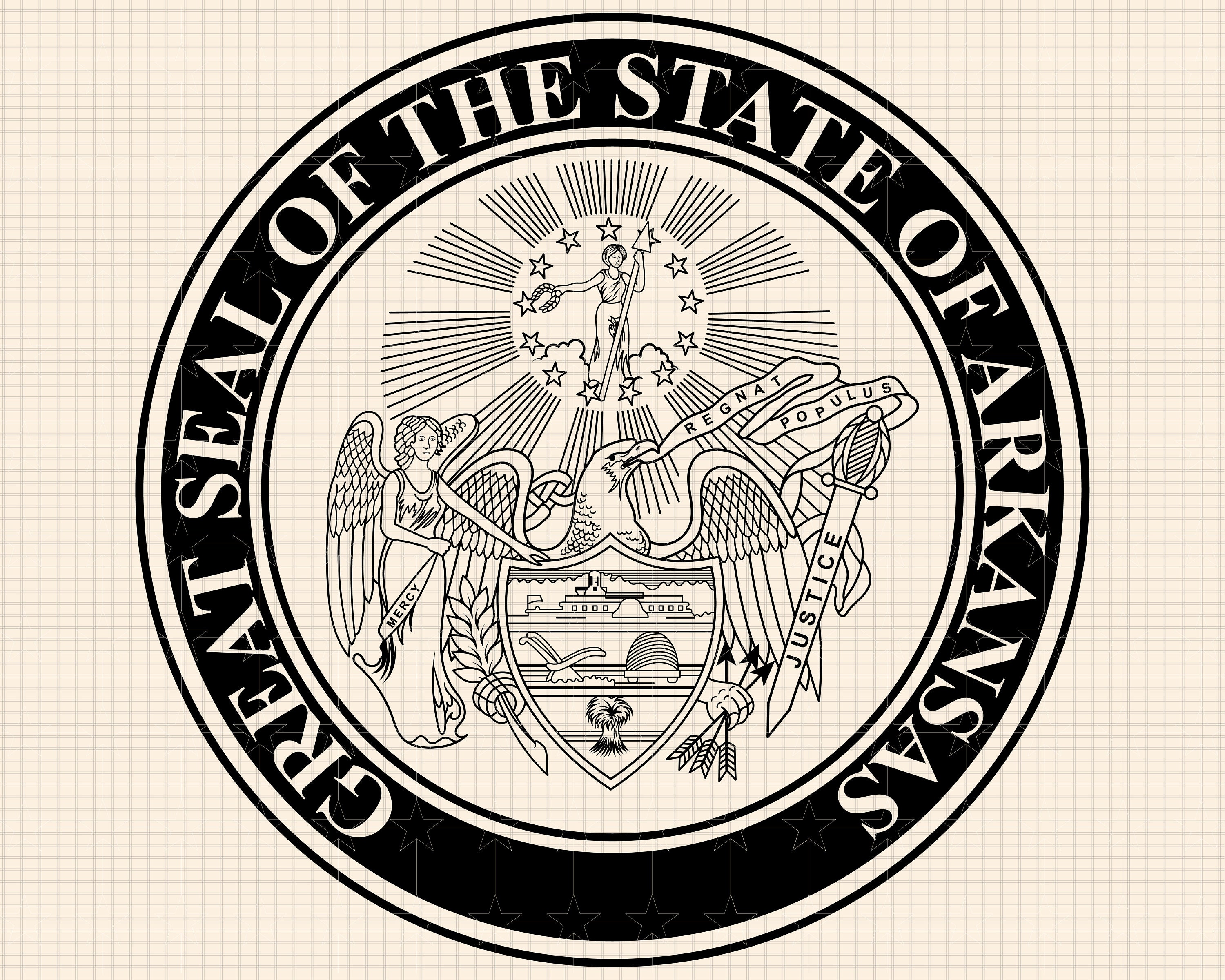 The Great Seal of Arkansas SVG Bundle, Great Seal of Arkansas Emblem ...