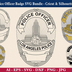LAPD Police Officer Badge SVG Bundle, Los Angeles California Police Department Svg, Police ...