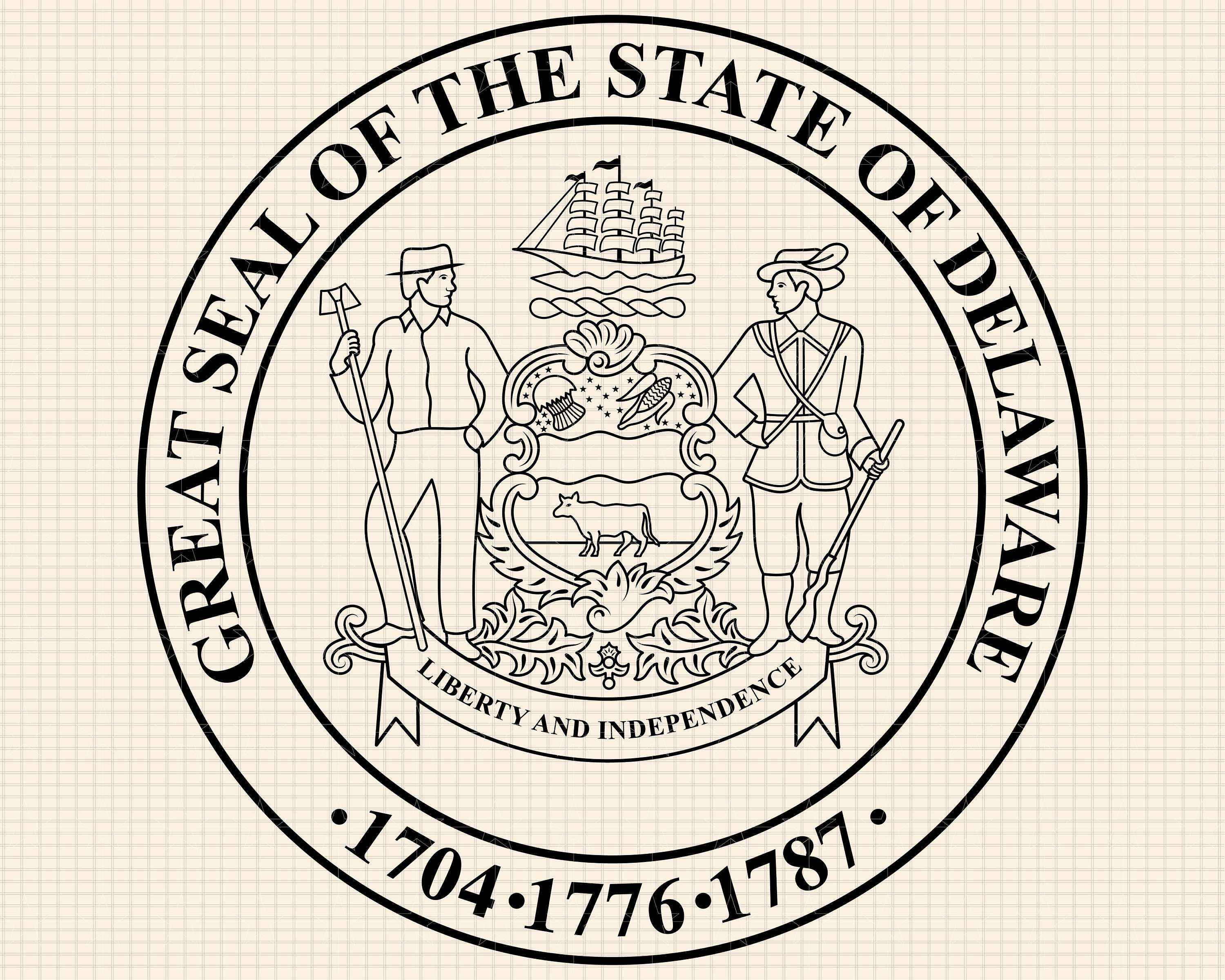 Great Seal of the State of Delaware SVG Bundle, Seal of Delaware Svg ...
