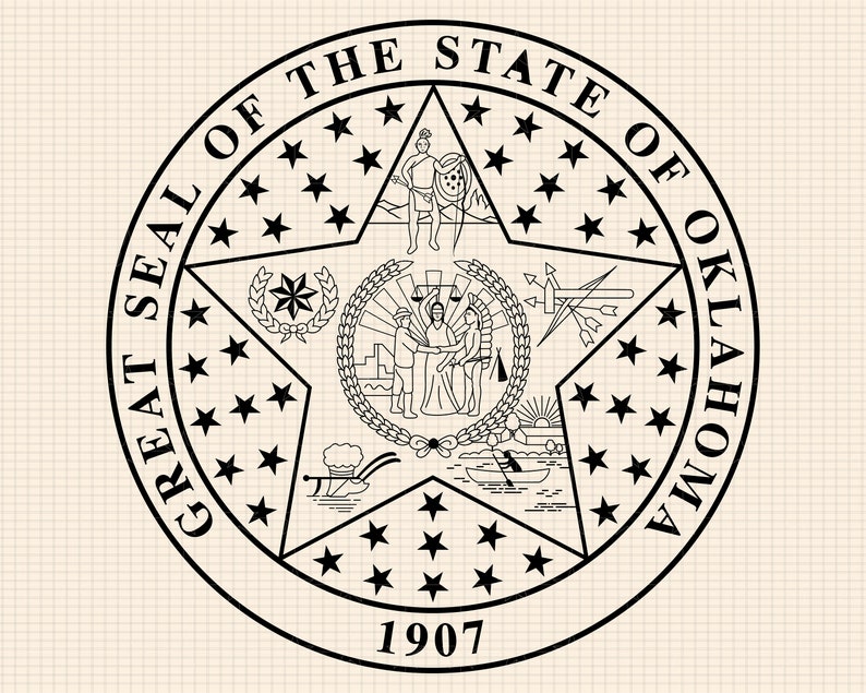 The Great Seal of Oklahoma SVG Bundle, Seal of Oklahoma Vector, State ...