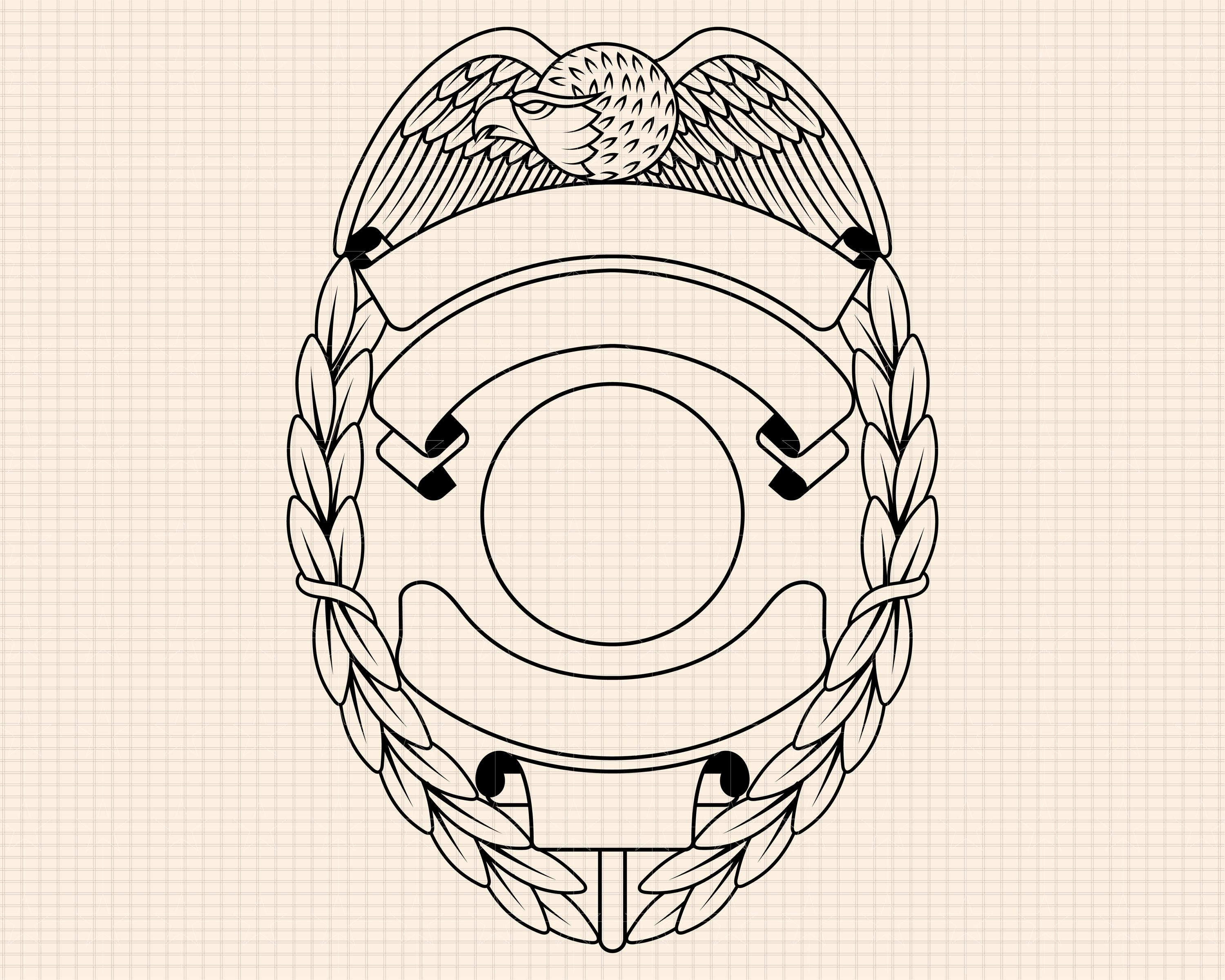 Police Badge Editable Blank Template SVG, Eagle Blank Police Badge ...