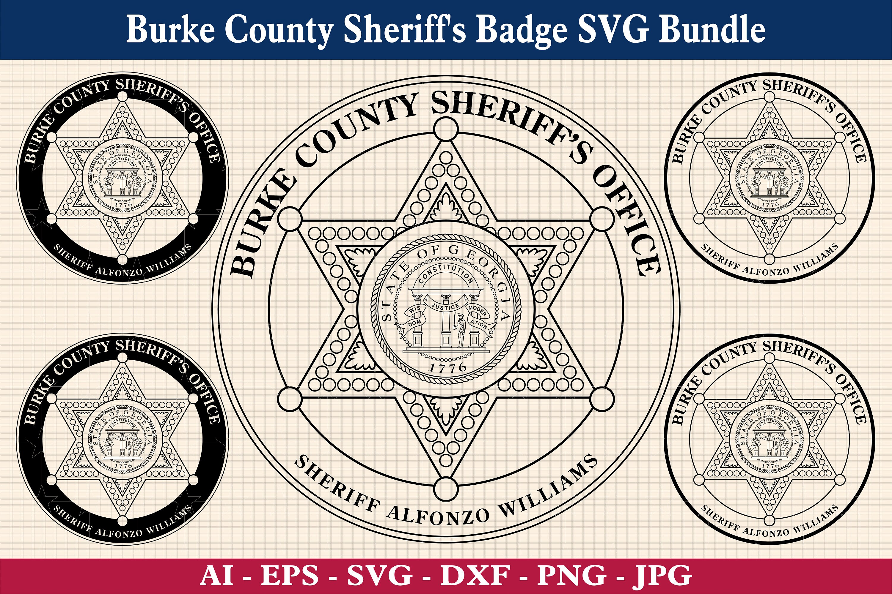 Burke County Sheriff's Badge SVG Bundle, State of Georgia Svg, Sheriff ...