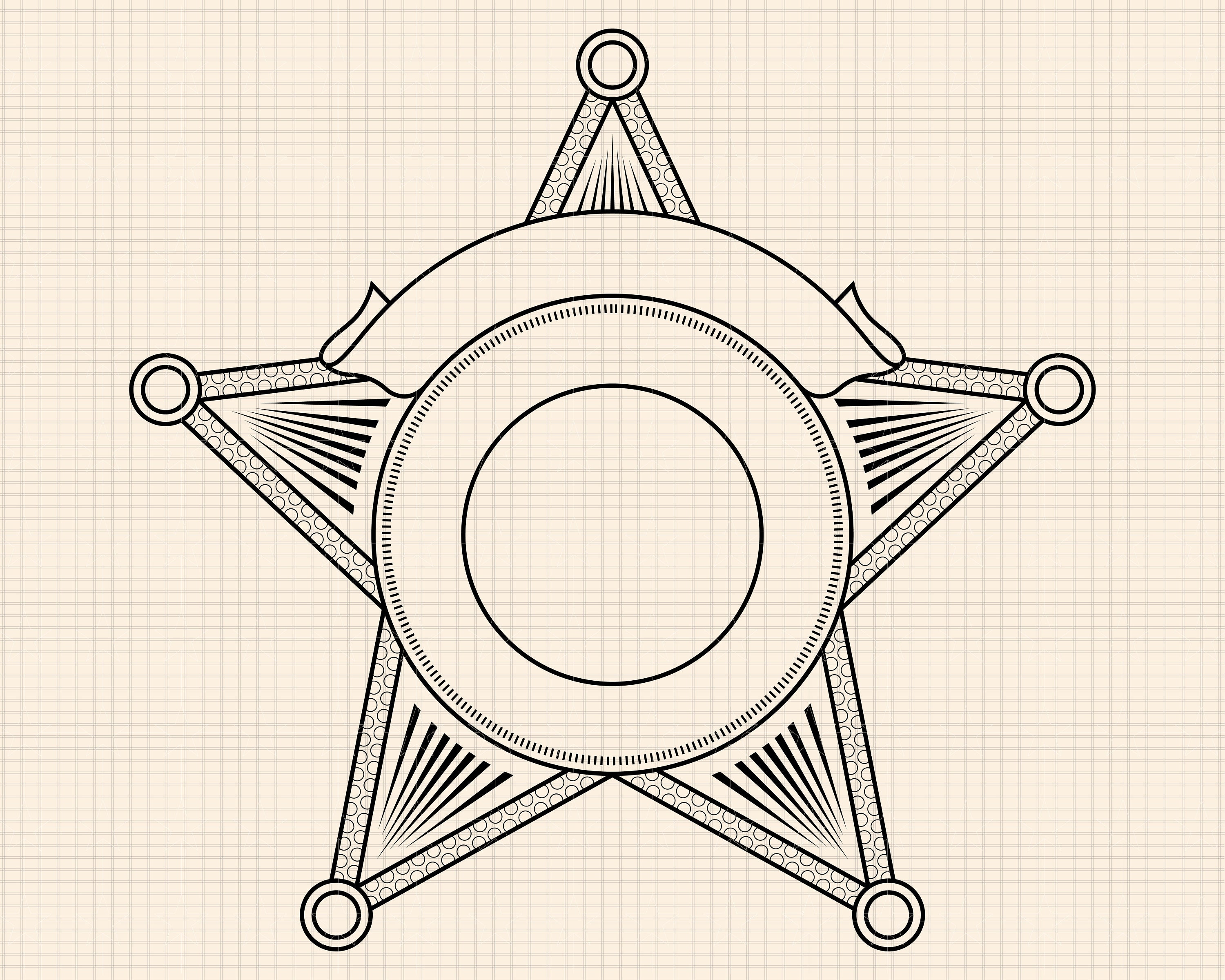 Five Point Star Sheriff Badge Blank Template SVG Bundle, Sheriff Badge ...