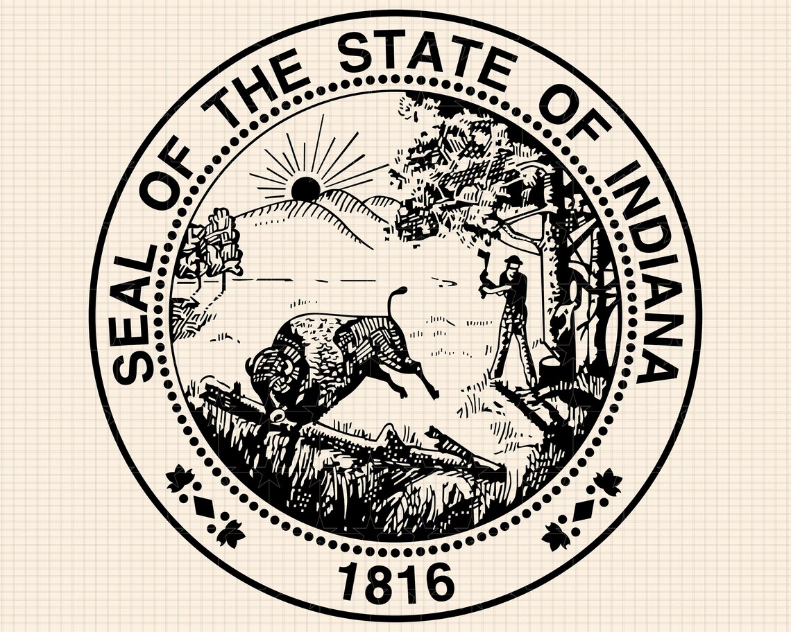 Seal of the State of Indiana SVG Bundle, State of Indiana Emblem Svg ...