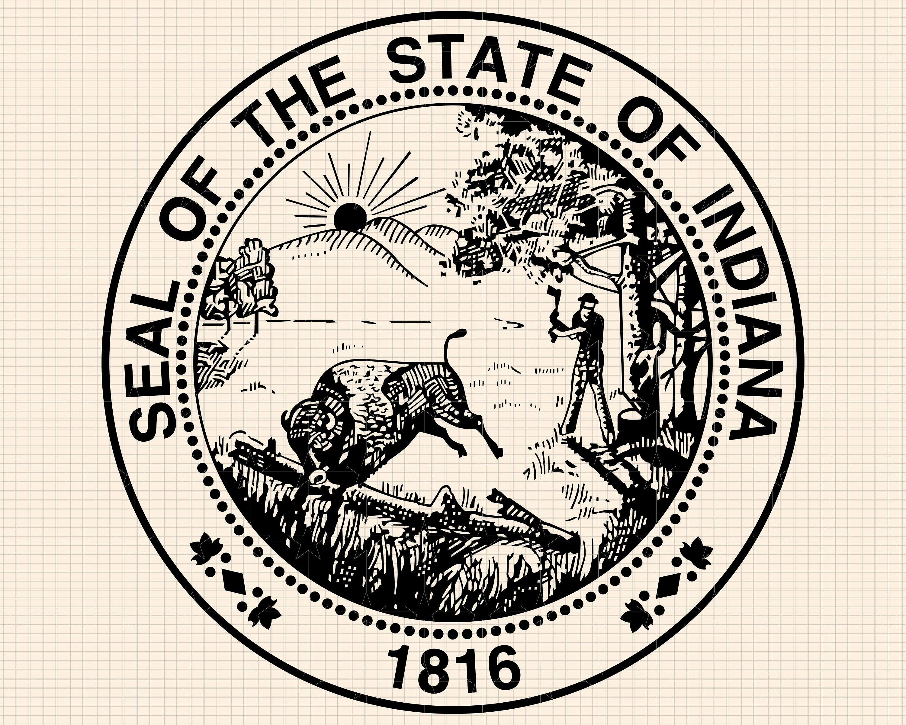 Seal of the State of Indiana SVG Bundle, State of Indiana Emblem Svg ...