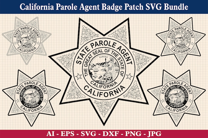 California Parole Agent Badge Patch SVG Bundle, California Parole ...