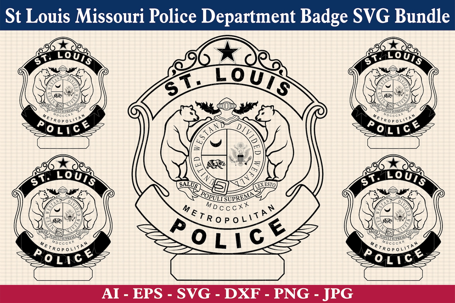 St Louis Missouri Police Department Badge SVG Bundle, SLMPD Officer ...