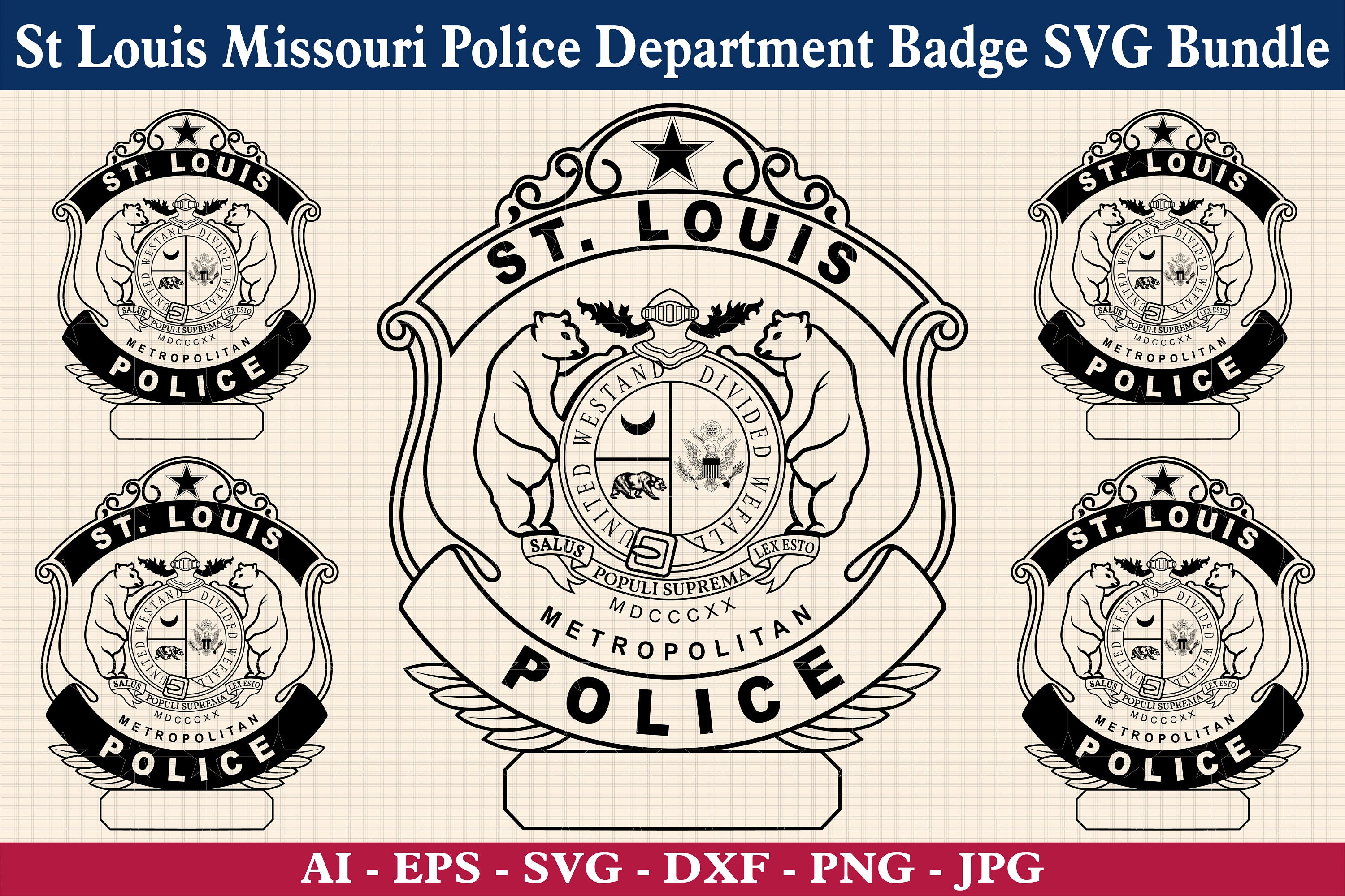 St Louis Missouri Police Department Badge SVG Bundle, SLMPD Officer ...